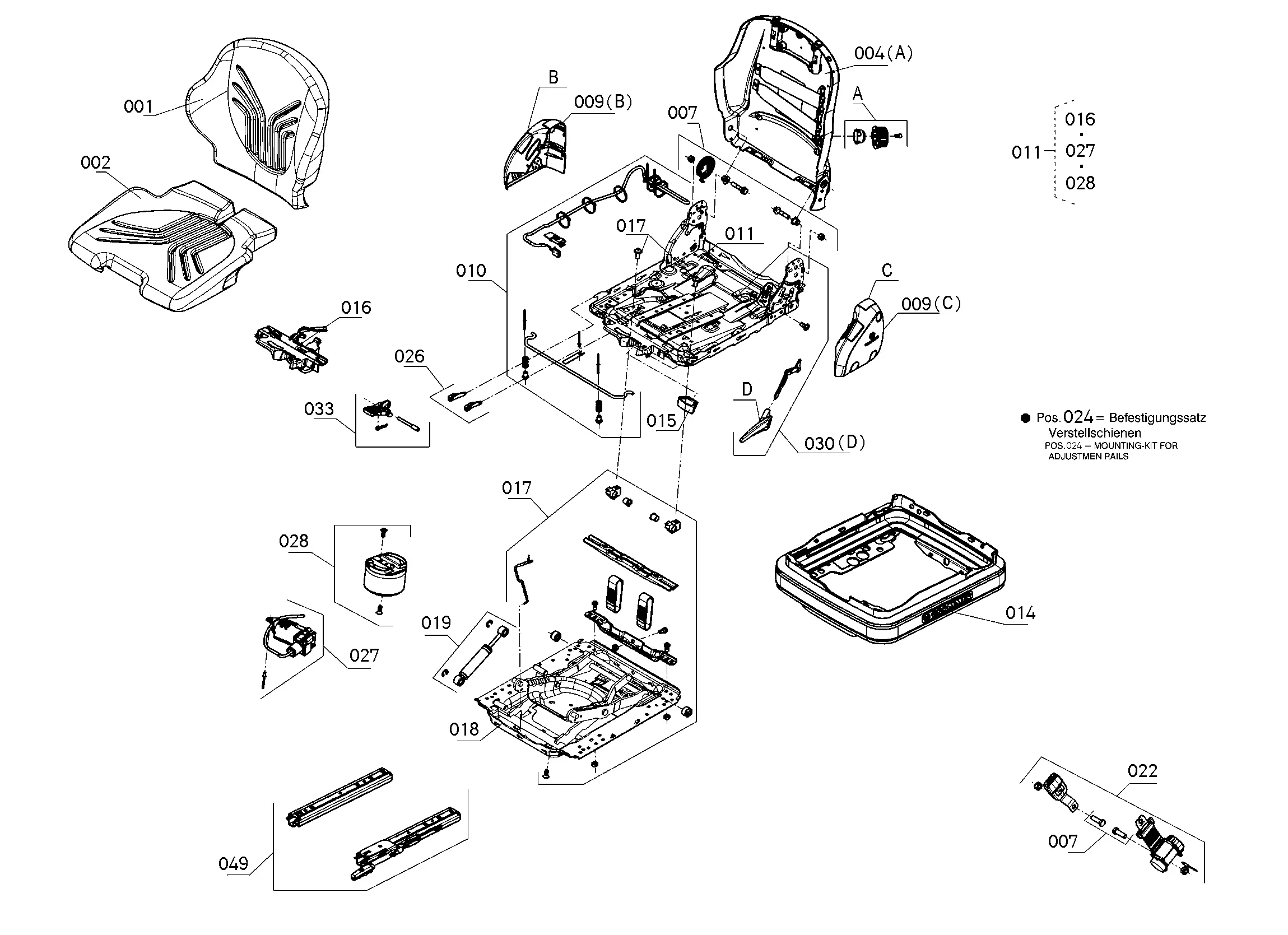 Kubota AIR RIDE SEAT Parts Diagrams