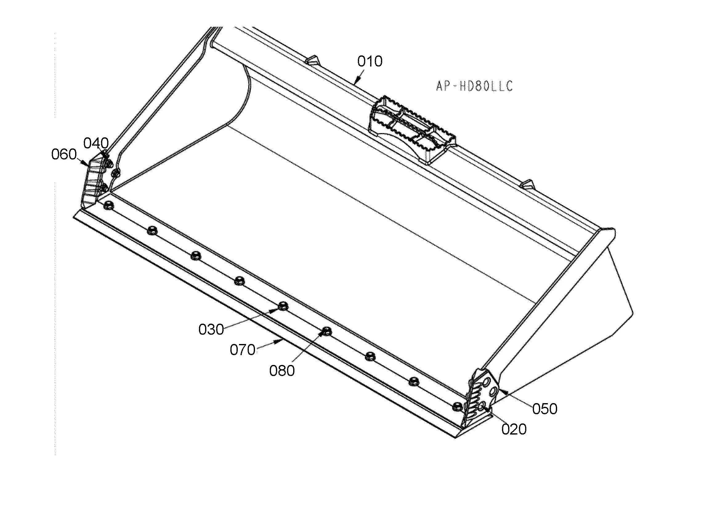 Kubota AP-HD80LLC (80" Heavy Duty Bucket) Parts Diagrams