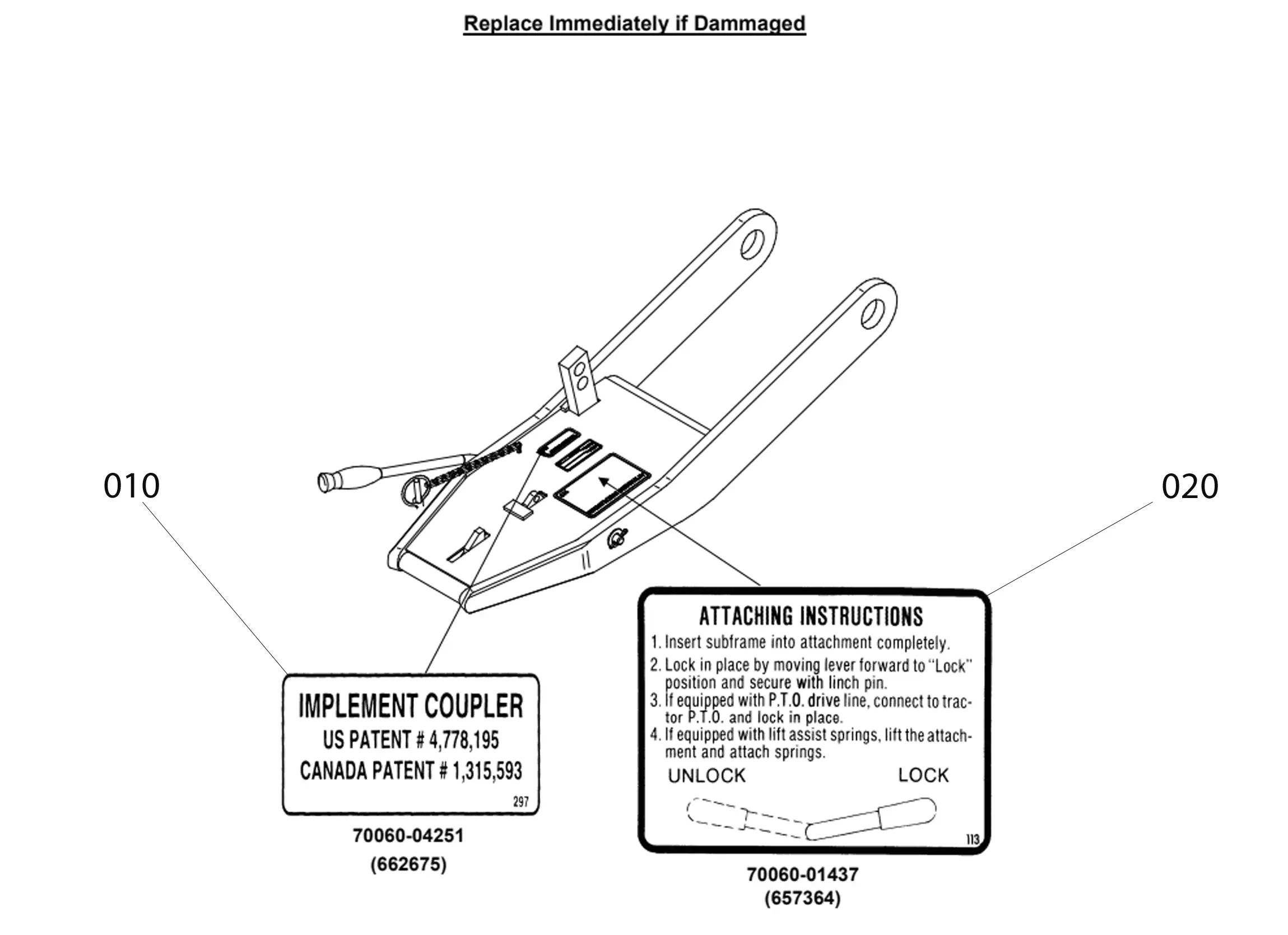 Kubota B2714C (MALE QUICK HITCH AND SUBFRAME) Parts Diagrams