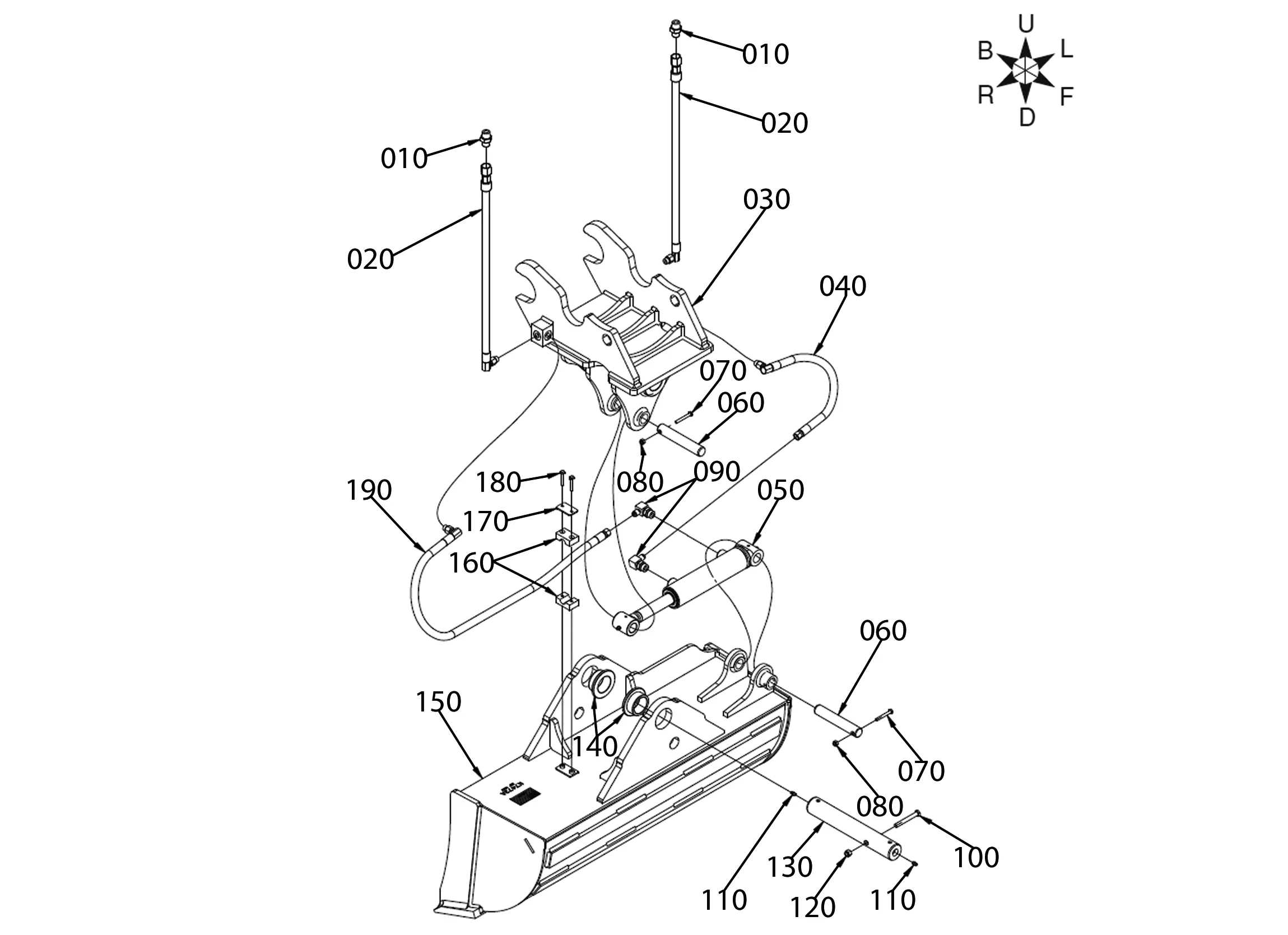 Kubota K7473A - 36" QUICK ATTACH TILT GRADING BUCKET Parts Diagrams