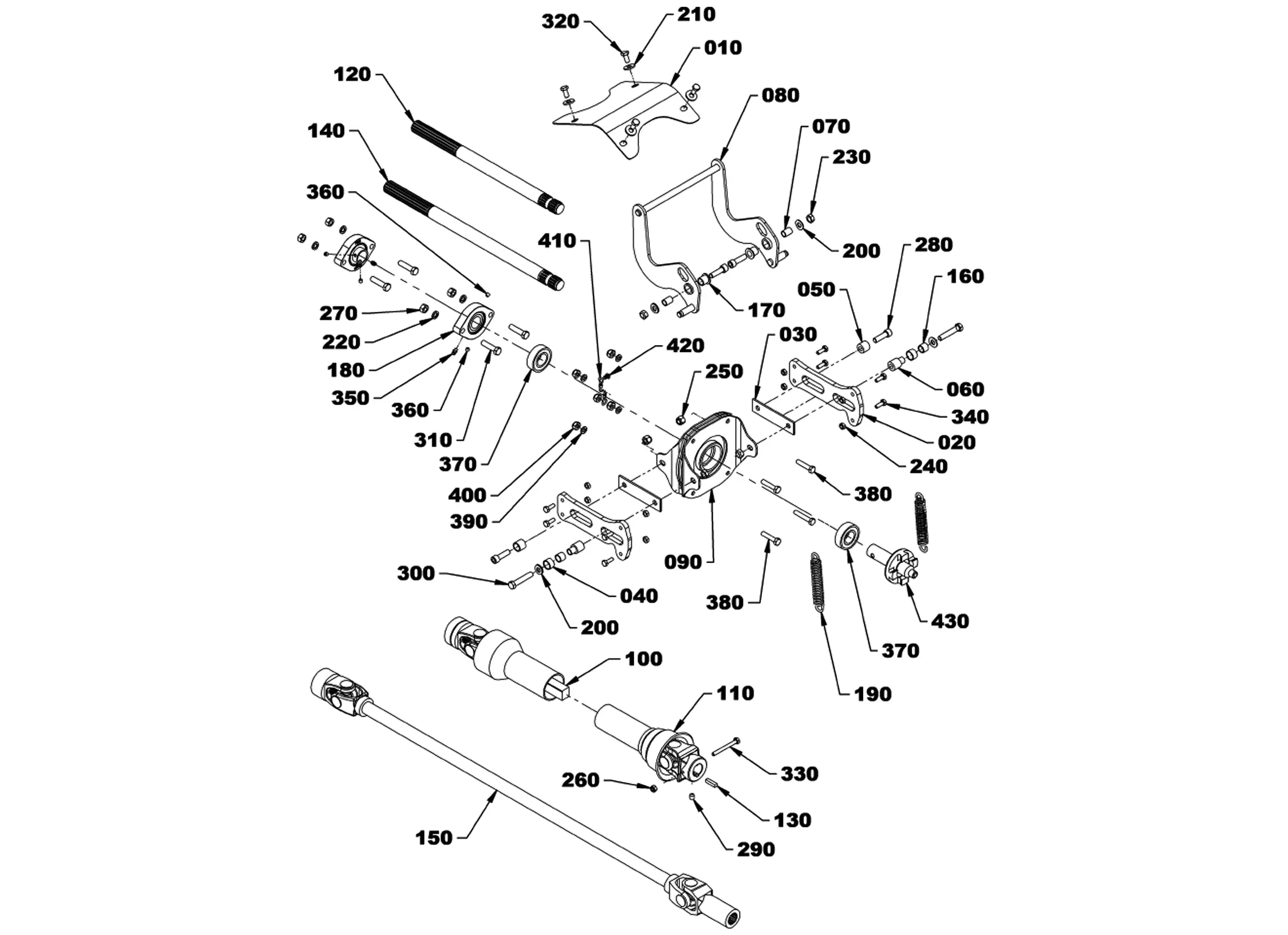 Kubota LX2940B SUBFRAME & 4-POINT HITCH S/N 22220588 AND UP Parts Diagrams