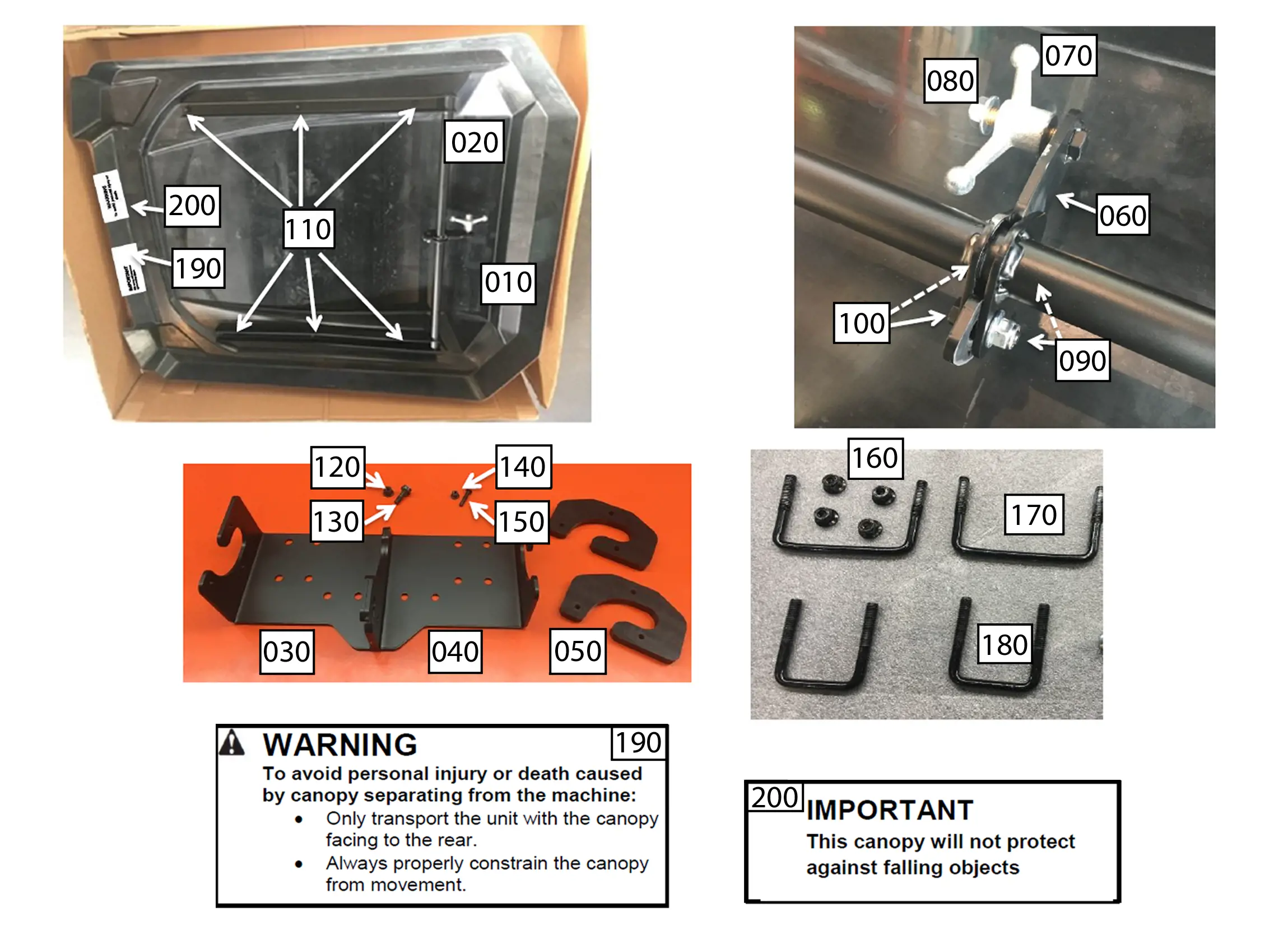 Kubota TURF - E1175 QUICK ATTACH CANOPY Parts Diagrams