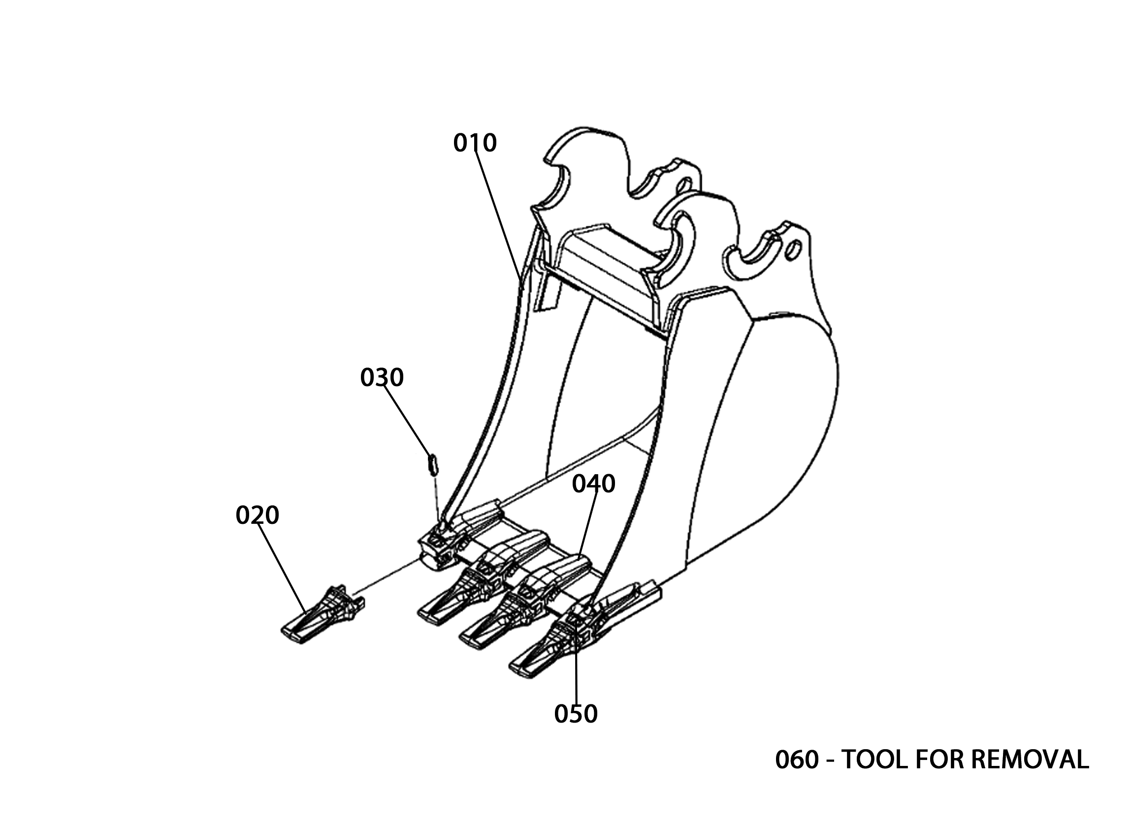 Kubota K7426 18" MECHANICAL QA TRENCHING BUCKET Parts Diagrams