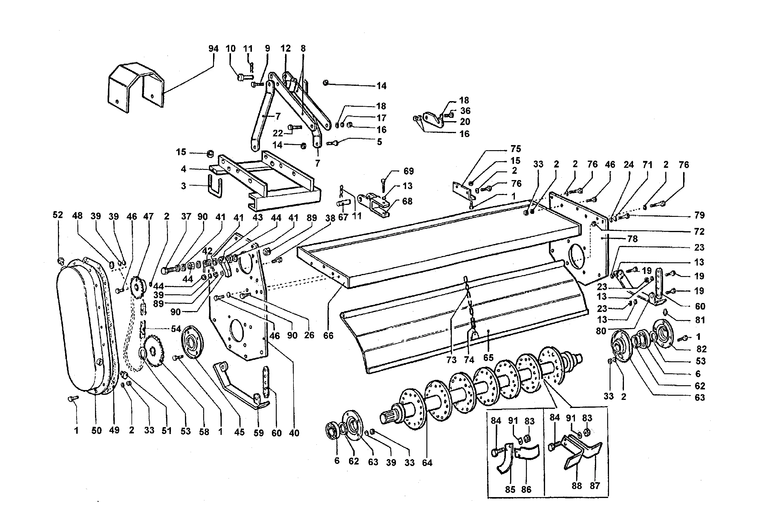 Kubota B40C/BL52C/BL60C ROTARY TILLERS (ROTARY TILLER) Parts Diagrams