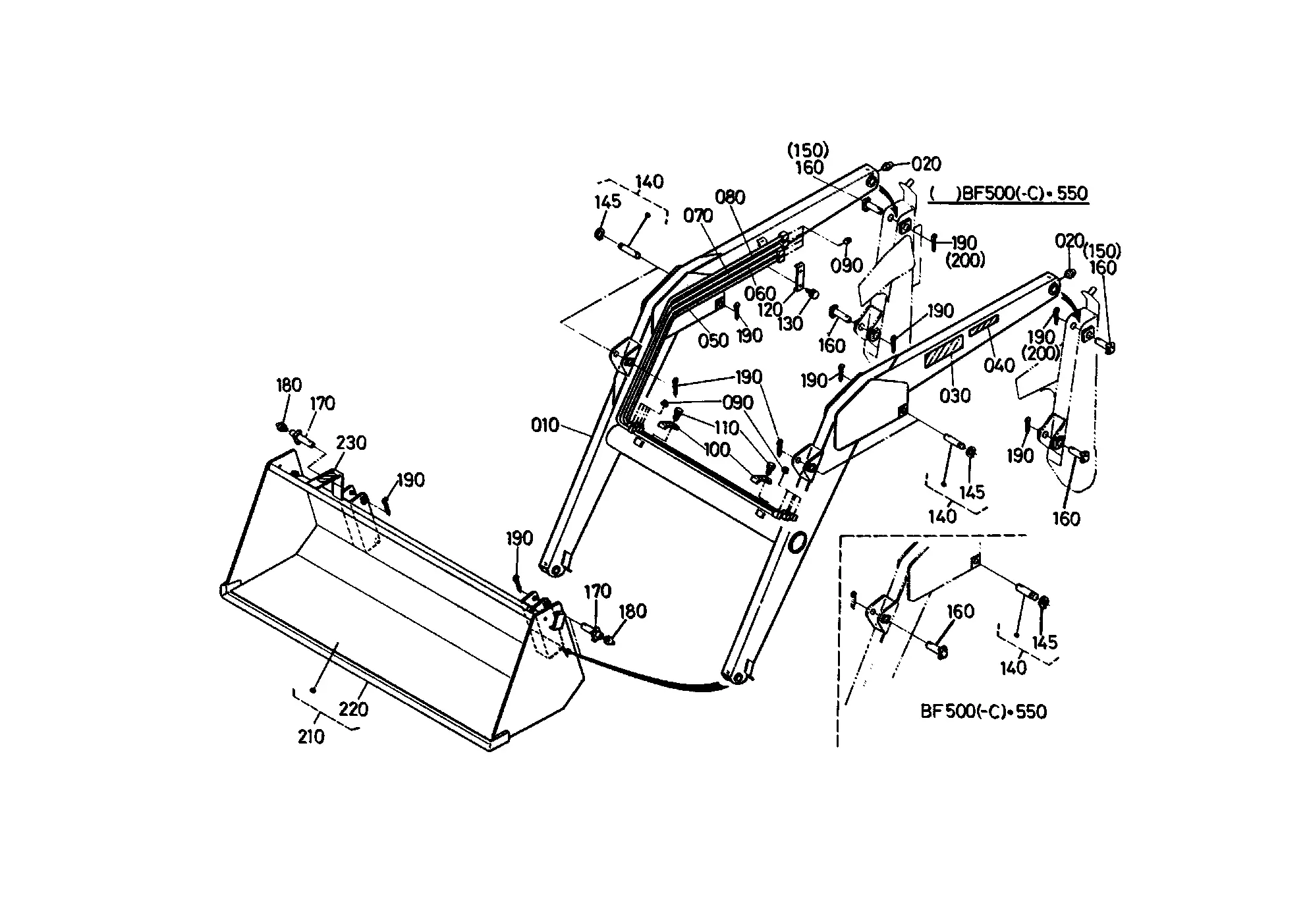 Kubota BF500 (FRONT LOADER) Parts Diagrams
