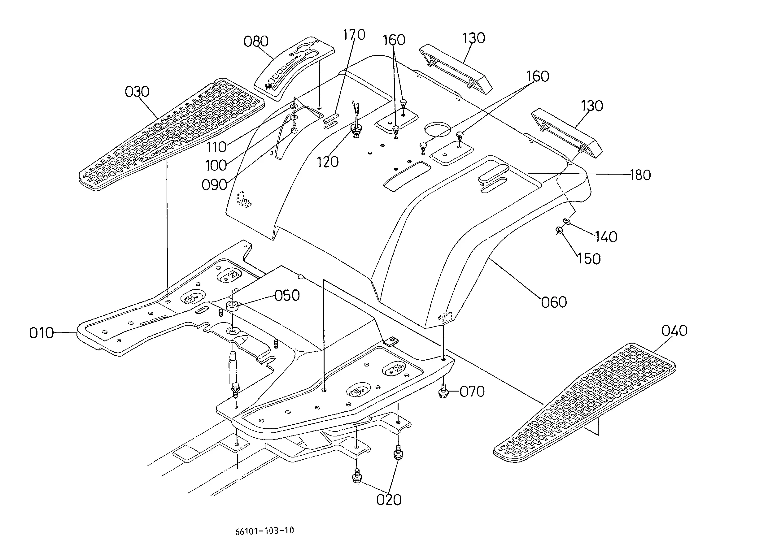 Kubota G1900-S (SN:50001- / Rear tire size 23x8.50-12) Parts Diagrams