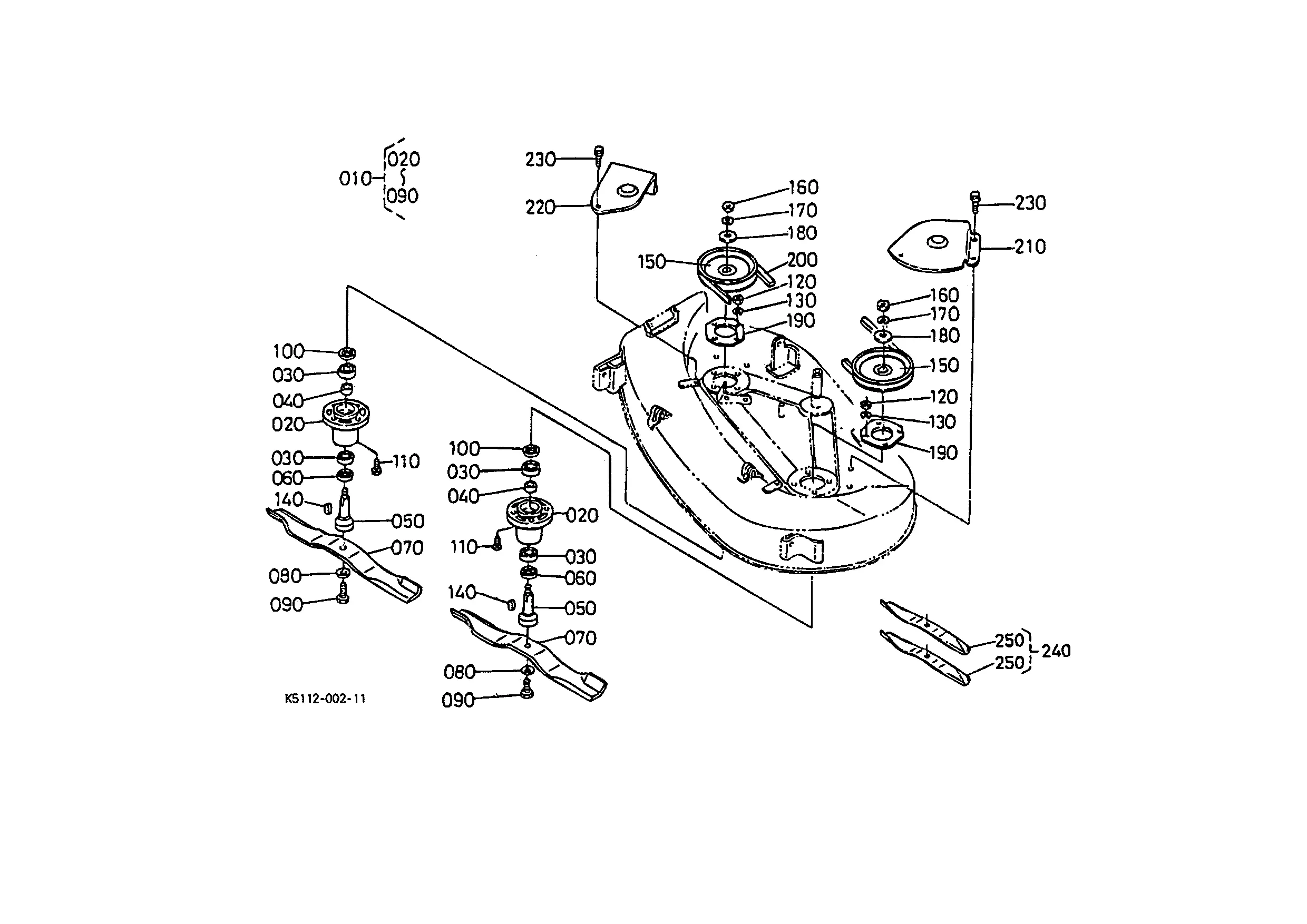 Kubota RCK40LT (40" MID MOUNT MOWER) Parts Diagrams
