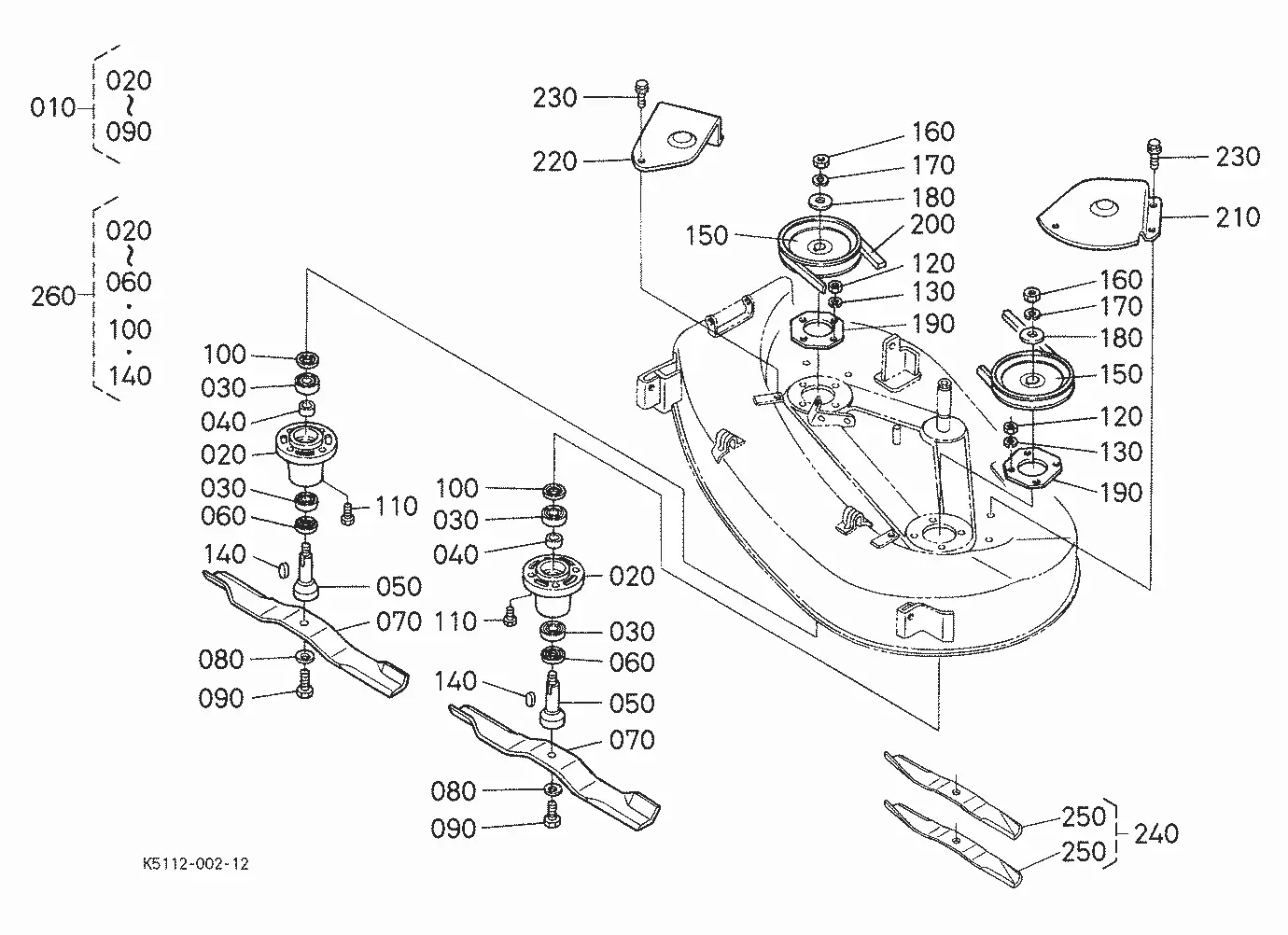 Kubota RCK40LT(T1460 / T1560 S . No . 40001-) (40" MID MOUNT MOWER ...