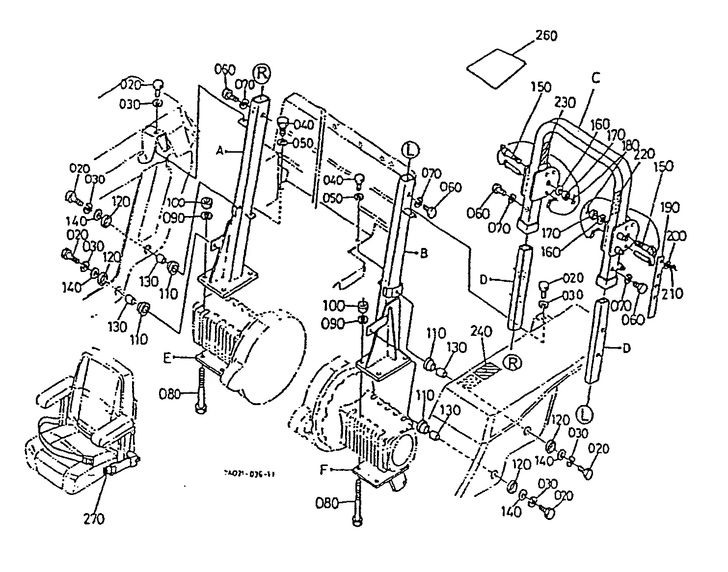 Kubota SFM-F54 (2 POST FOLDABLE ROPS) Parts Diagrams