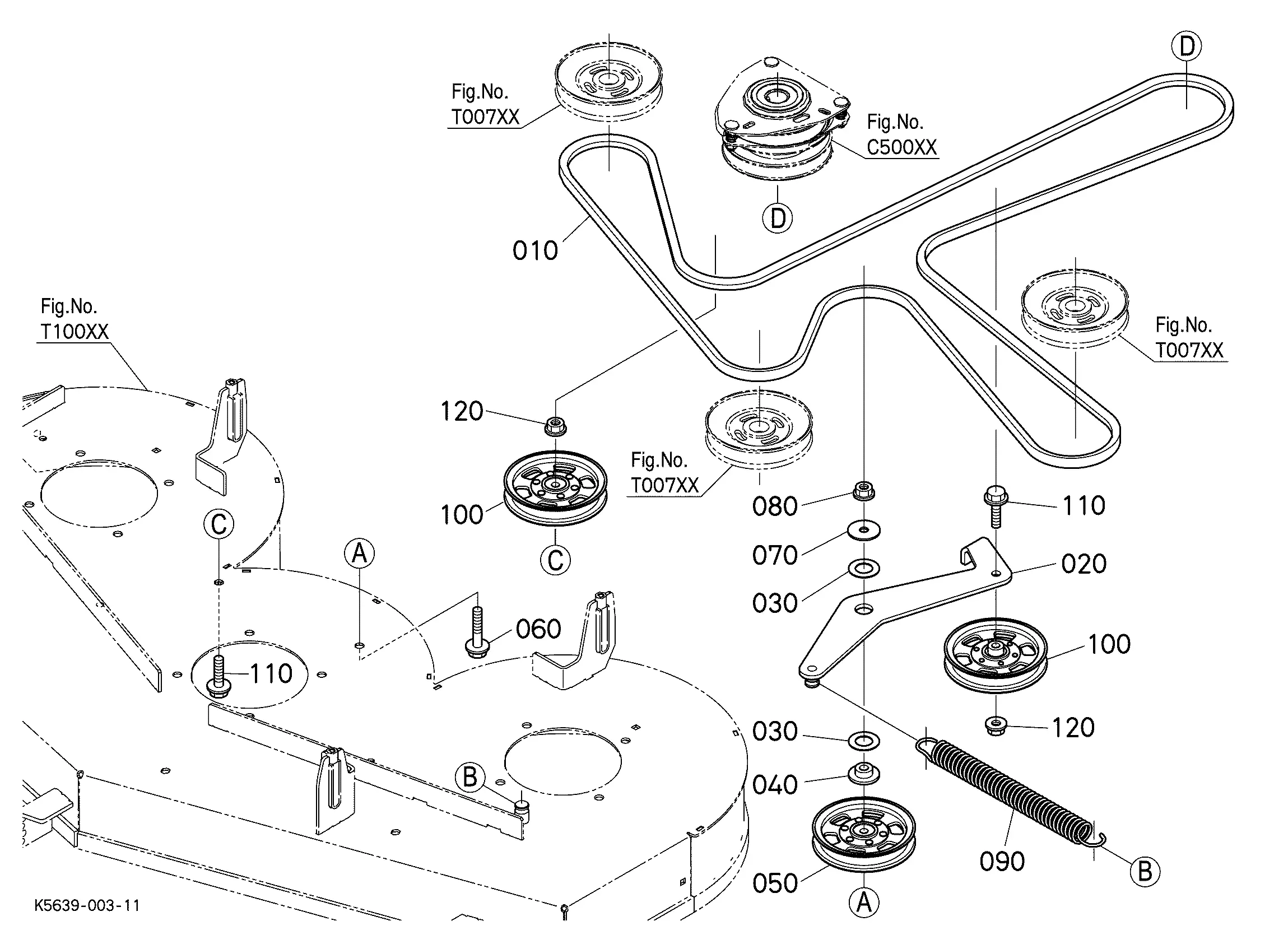 Kubota RCK54P-127Z(ZG127E/ZG127S) (54" deck) Parts Diagrams