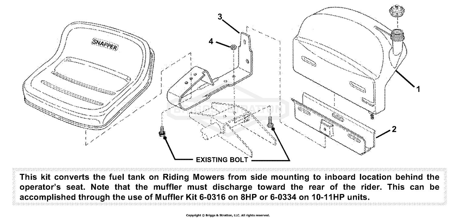 Snapper 7060341 - Inboard Gas Tank Kit Parts Diagrams