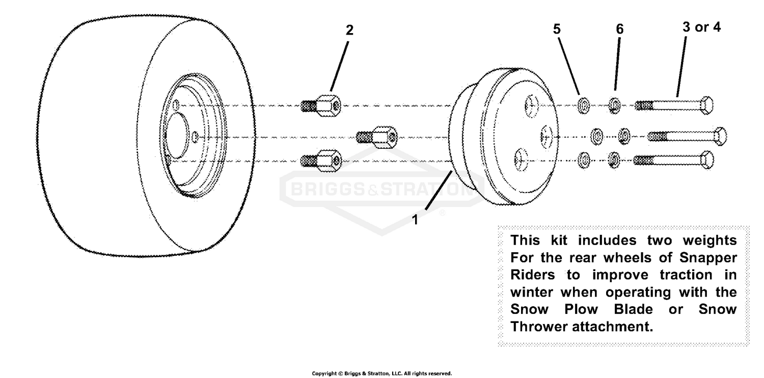 Snapper 7060517 - Wheel Weight Kit Parts Diagrams