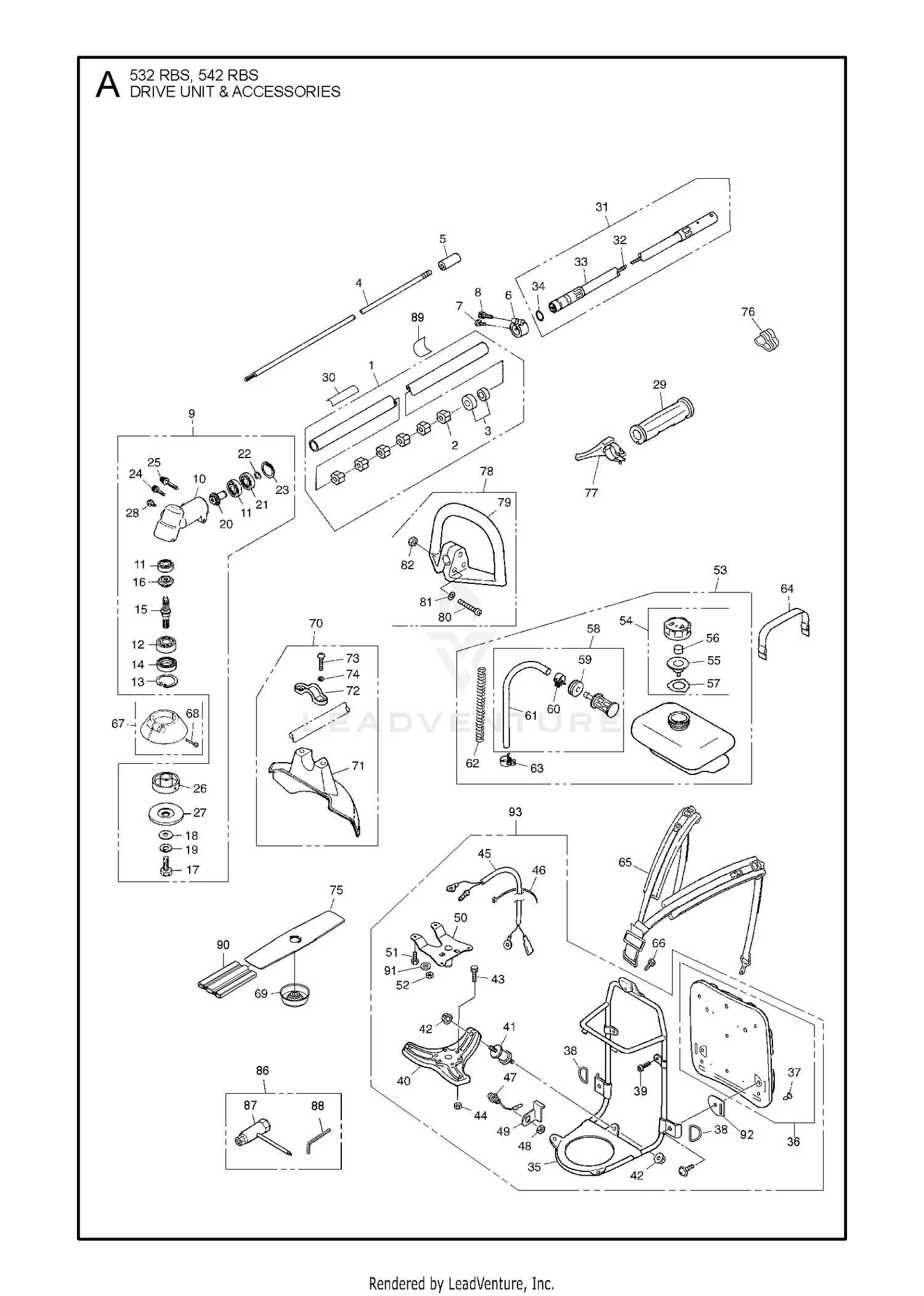 Husqvarna 542 RBS (20111400001-Current) Parts Diagrams