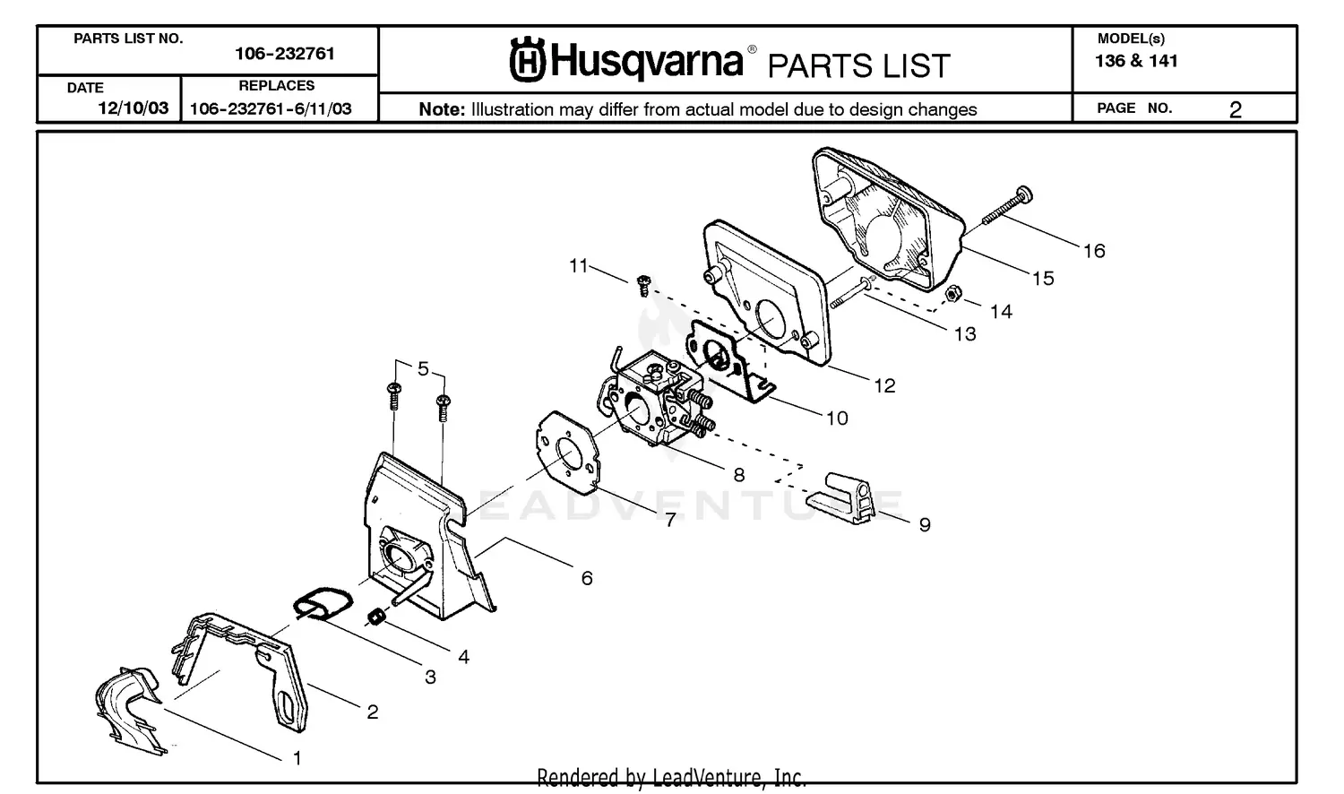 Husqvarna 141 (20040100001-Current) Parts Diagrams