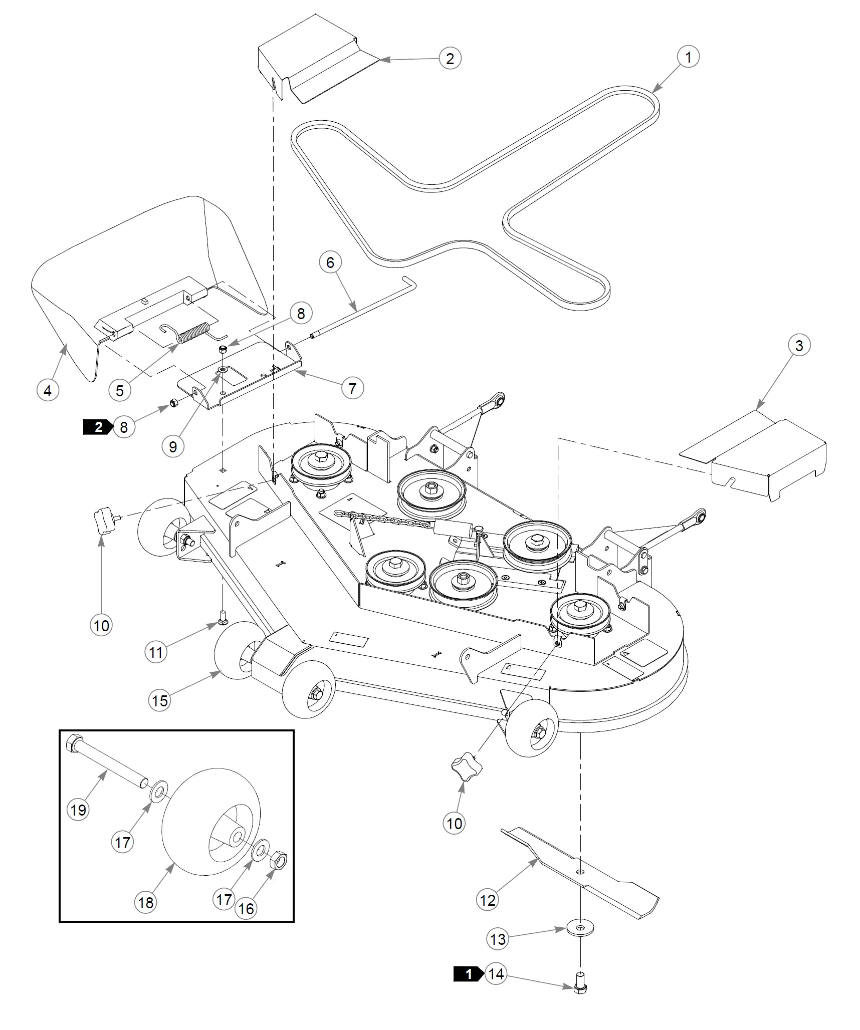 Hustler 48" TRIMSTAR HYDRO KAWASAKI (17HP) Parts Diagrams