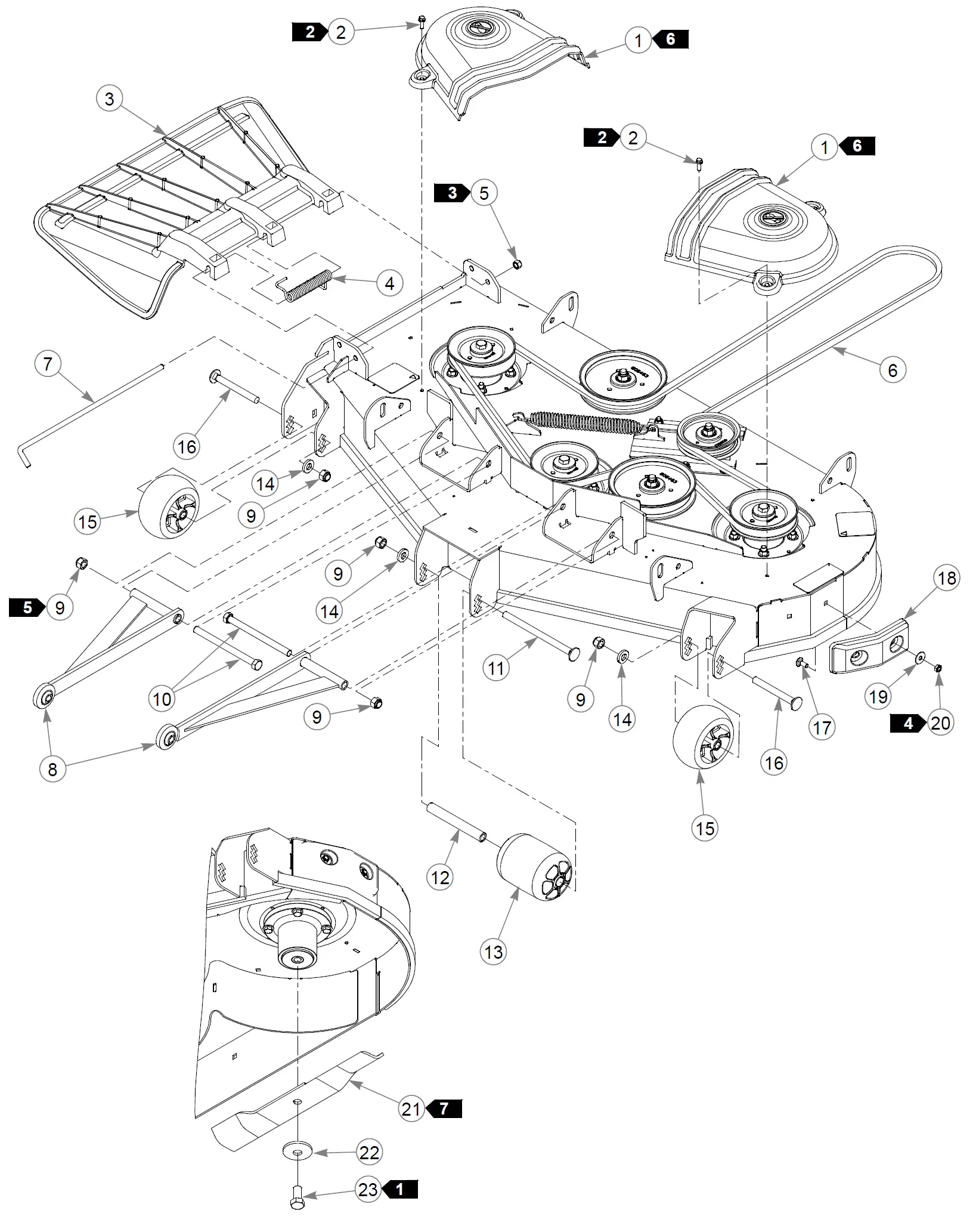 Hustler 54" FASTRAK SD KAWASAKI FS691 (23HP) Parts Diagrams