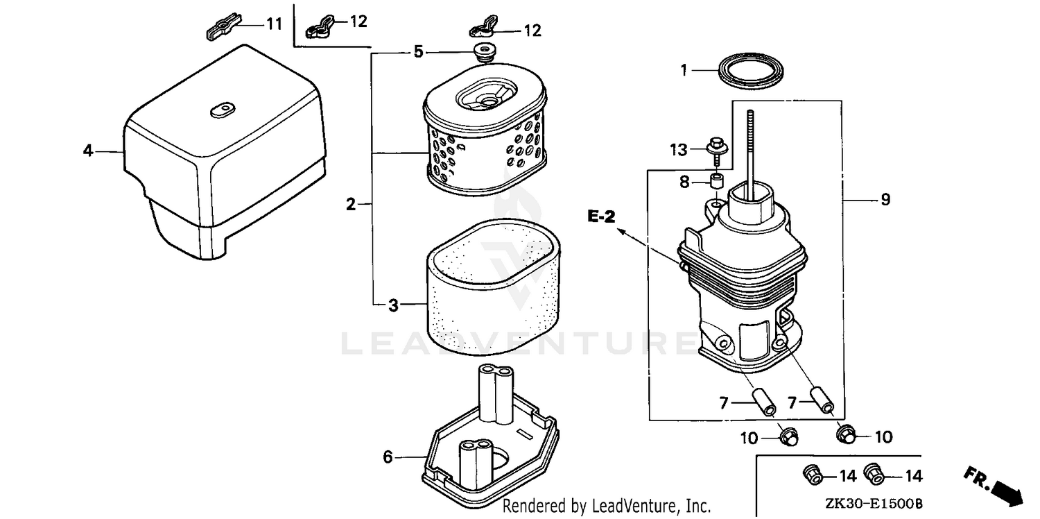 Honda GX340K1 VXE2/A ENGINE, JPN, VIN# GC05-3600001 TO GC05-9999999 ...