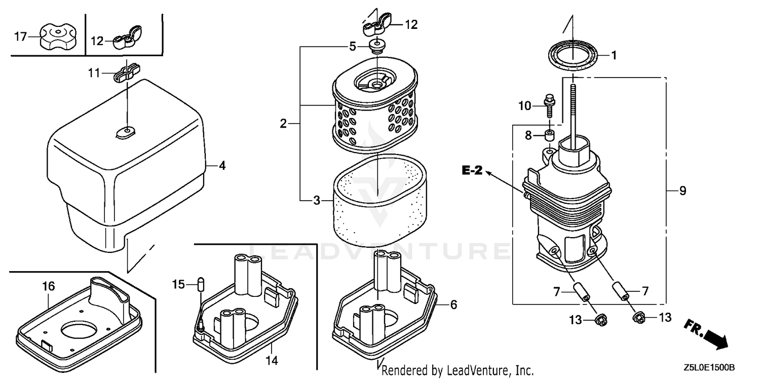 Honda GX340U1 VXE2 ENGINE, JPN, VIN# GCAMK-1000001 TO GCAMK-9999999 ...