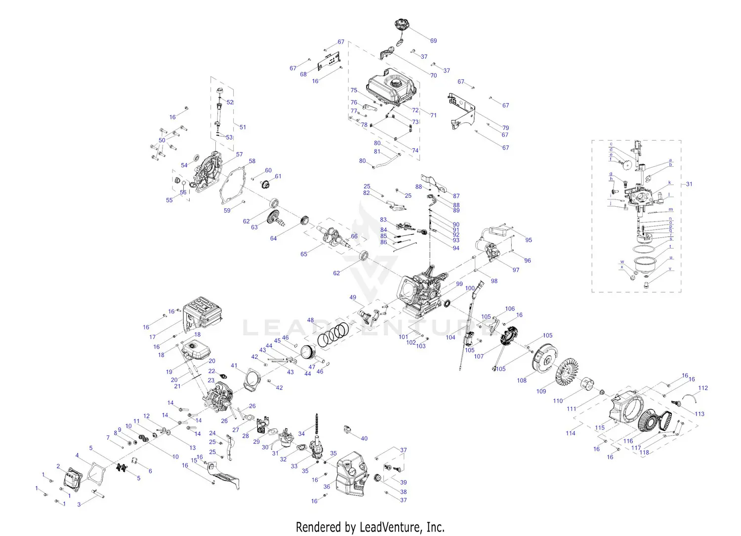 MTD 670-WU 208cc Engine Parts Diagrams