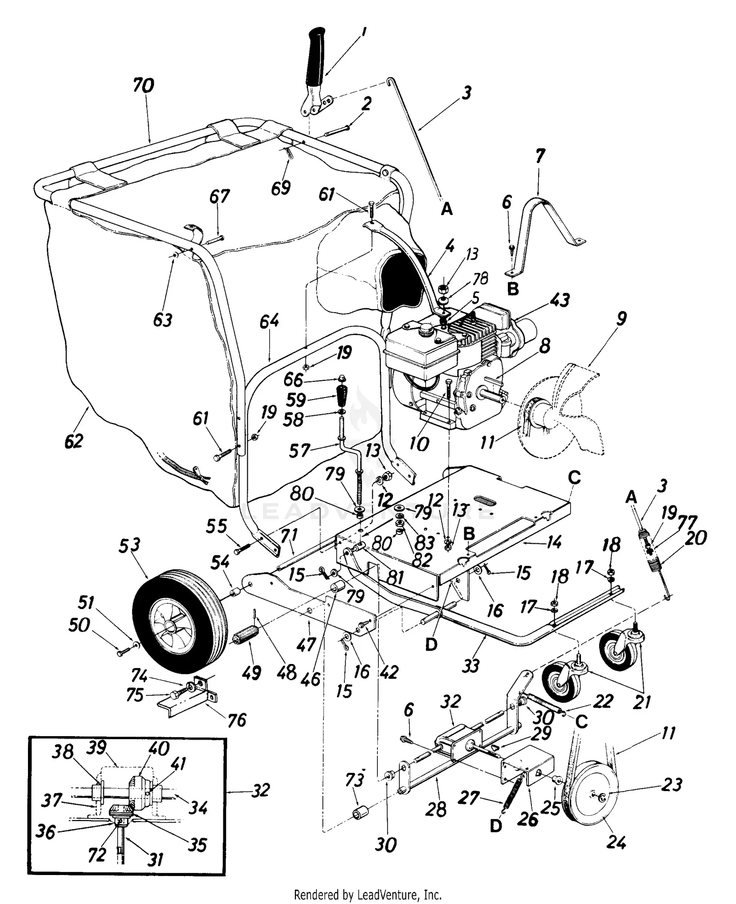 MTD 244-685-190 Power Vacuum (1994) Parts Diagrams