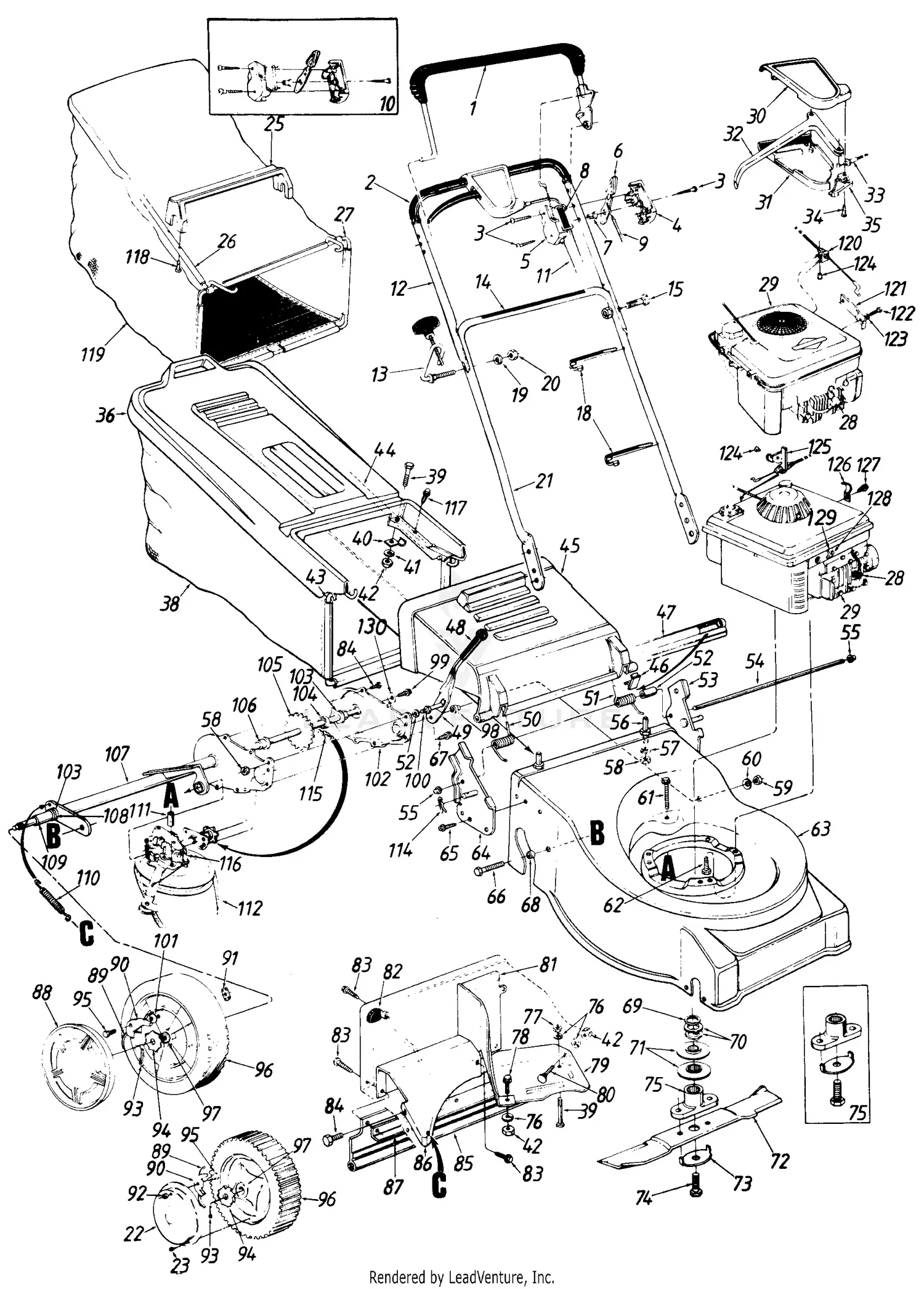 MTD Servistar Mdl 128-474R105/35057 Parts Diagrams