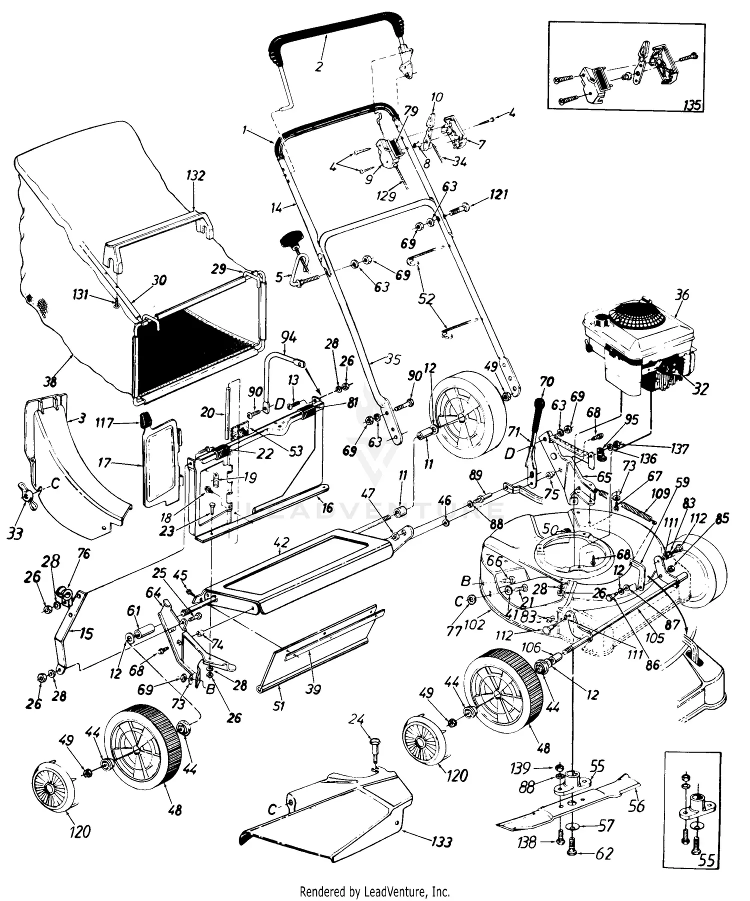 MTD Heritage Mdl 110-816R019/820-360 Parts Diagrams