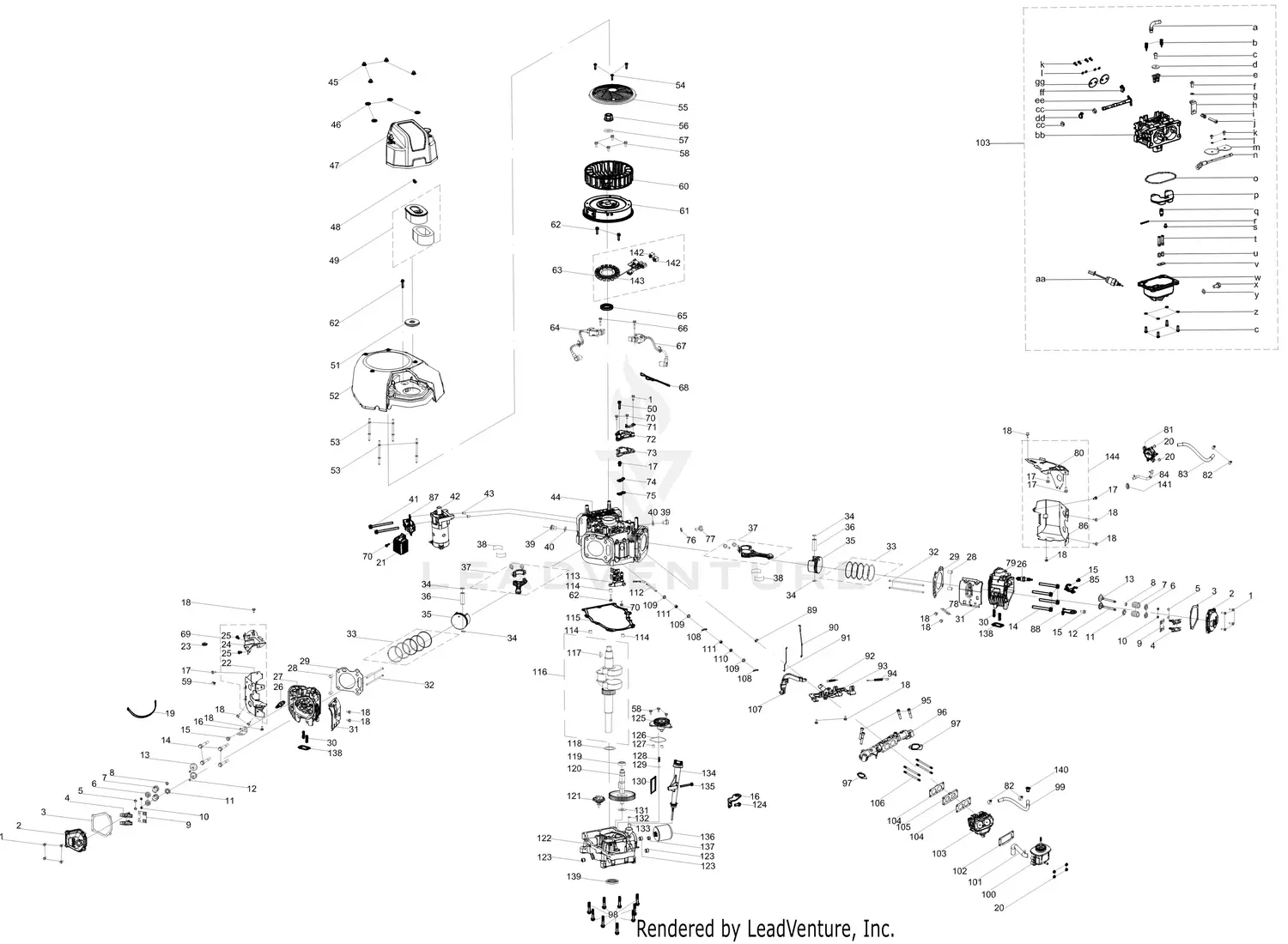 MTD 8Q78HUA 679cc Engine Parts Diagrams