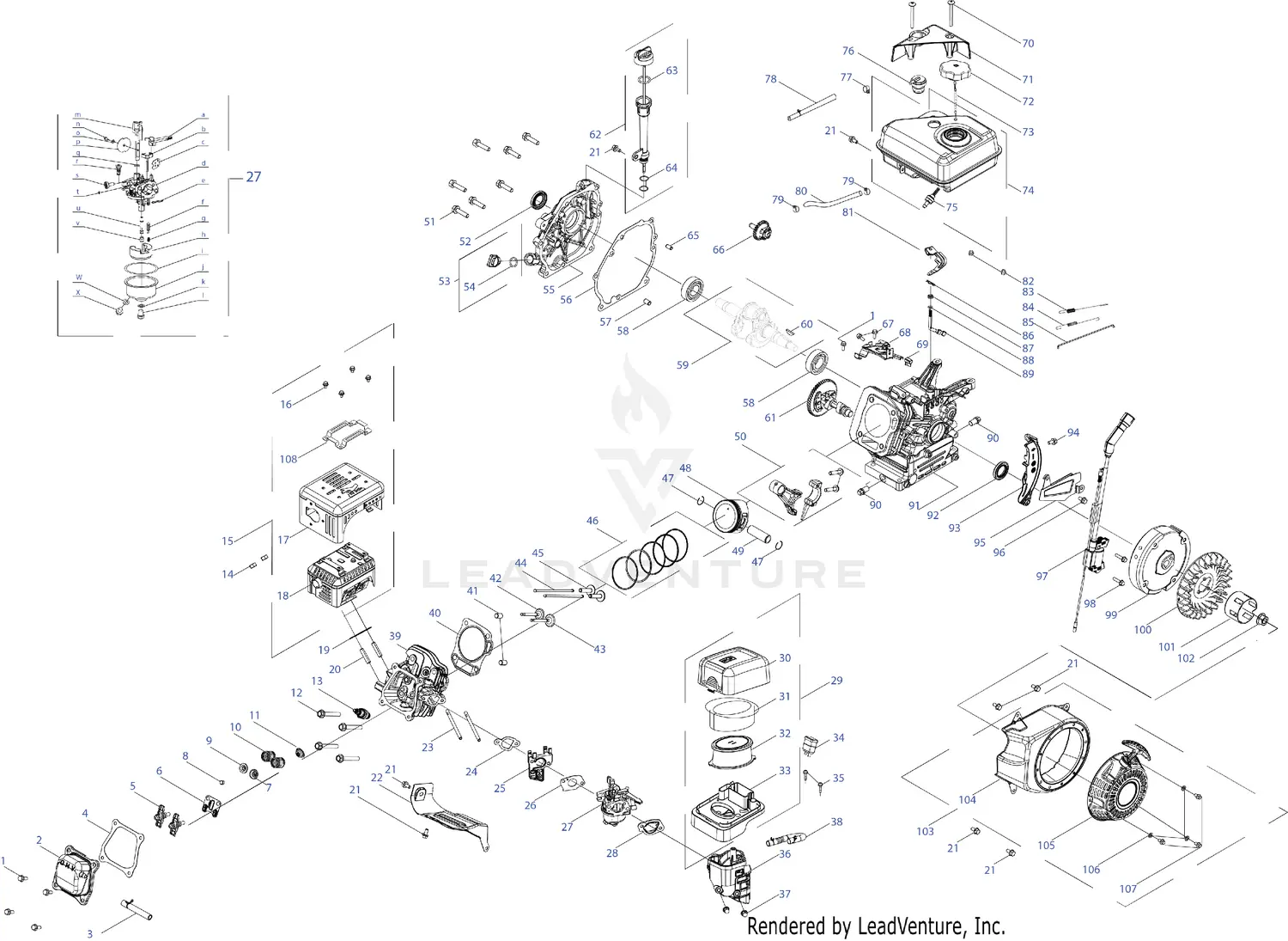 MTD 170-AUB 208cc Engine Parts Diagrams