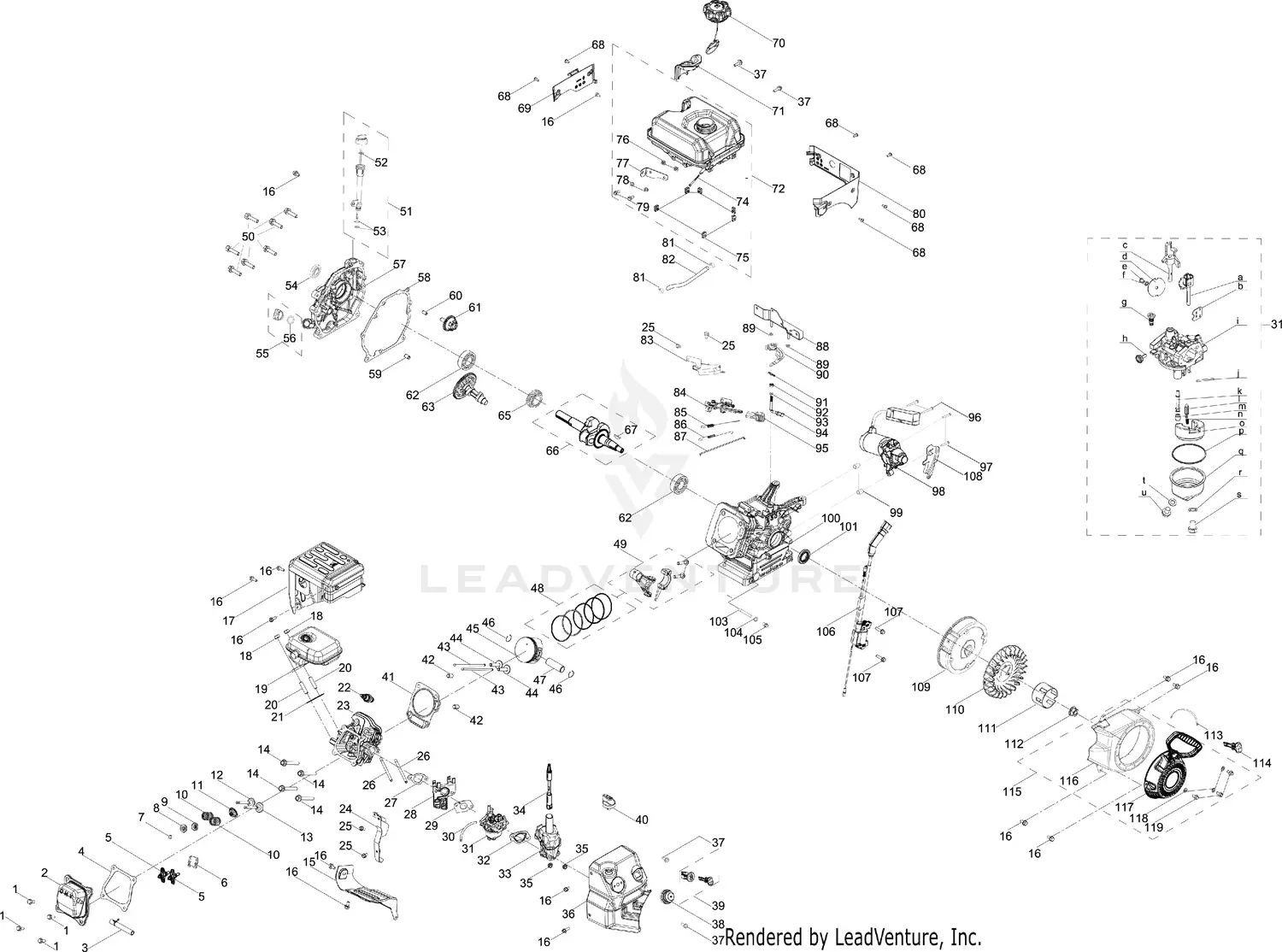 MTD 270-WUB 208cc Engine Parts Diagrams