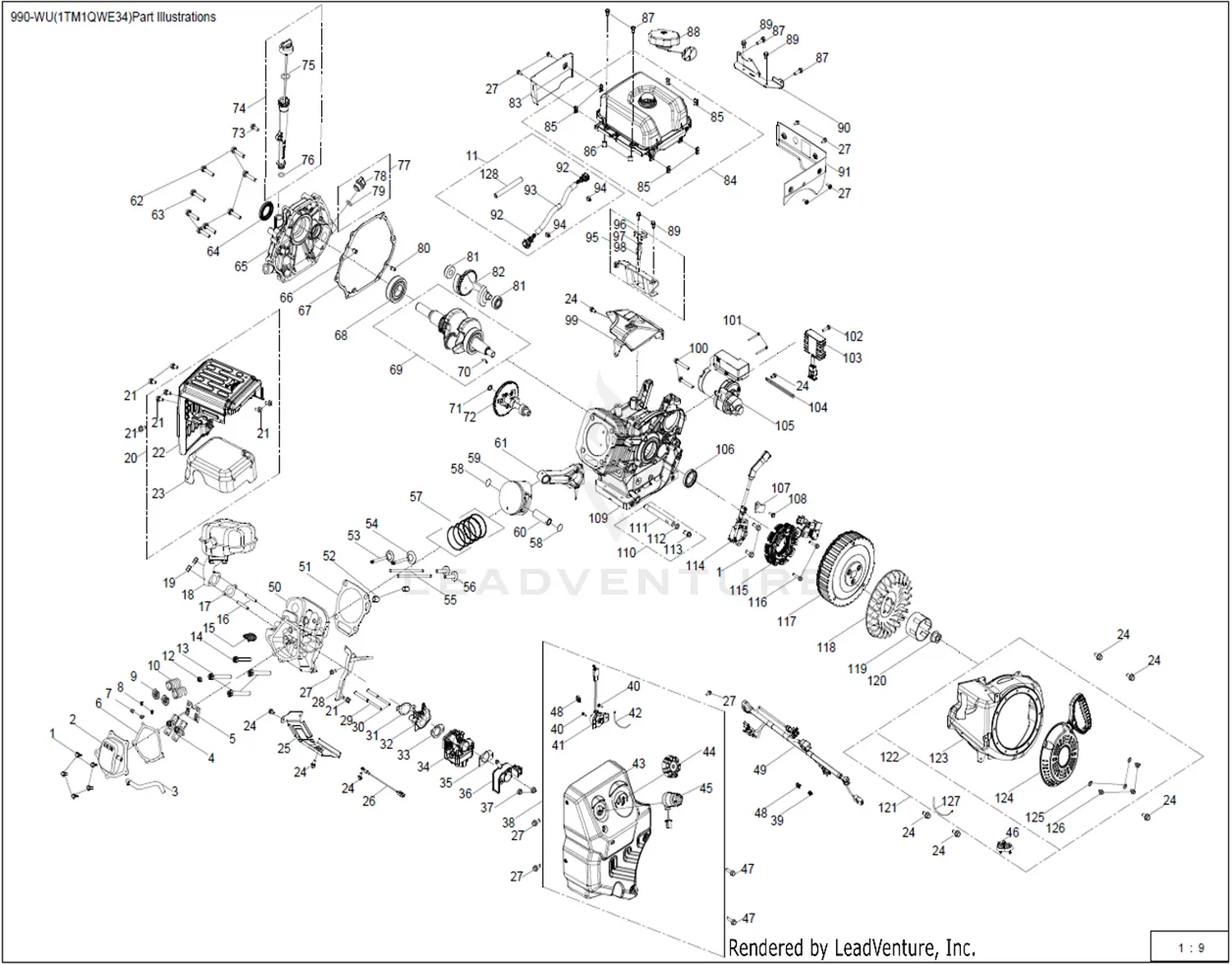 MTD 990-WU 420cc Engine Parts Diagrams