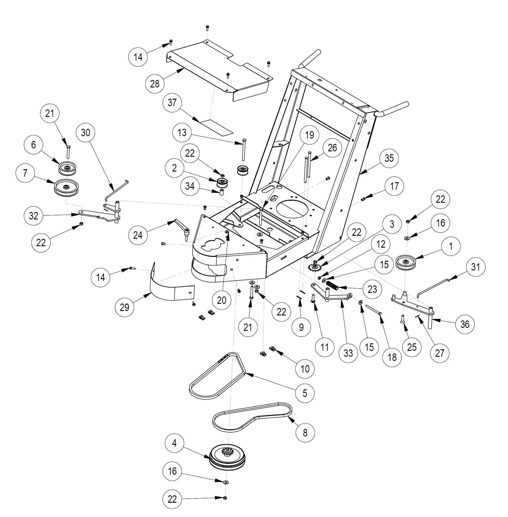 Sweepster WSP36 Walk Behind Sweeper Parts Diagrams
