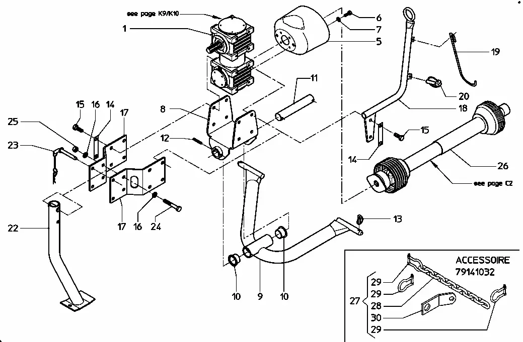 Vicon KM 3000 CP HITCH FRAME - 27297 (2000) Parts Diagrams
