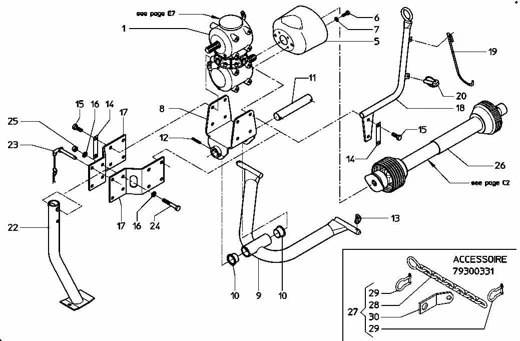 Vicon KM 3000 CP HITCH FRAME - 27297 (1998) Parts Diagrams
