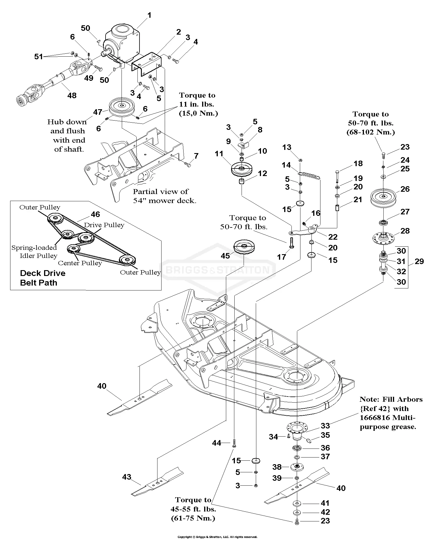 Simplicity 1693691 - 2024D, 24.5HP Diesel and 54" Mower Deck Parts Diagrams