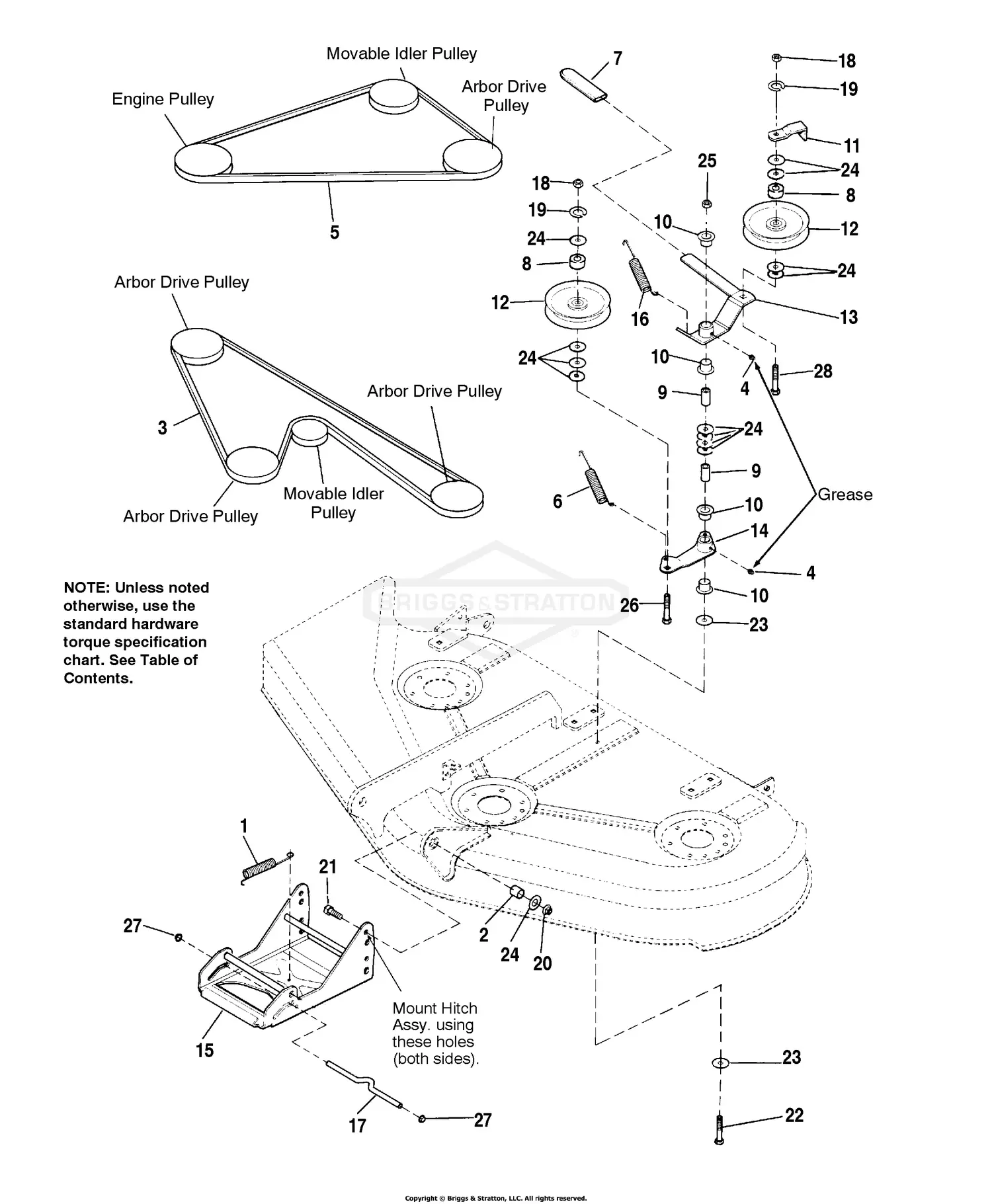 Simplicity 1692435 - 1616H, 16HP V-Twin Hydro and 44" Mower Deck Parts ...