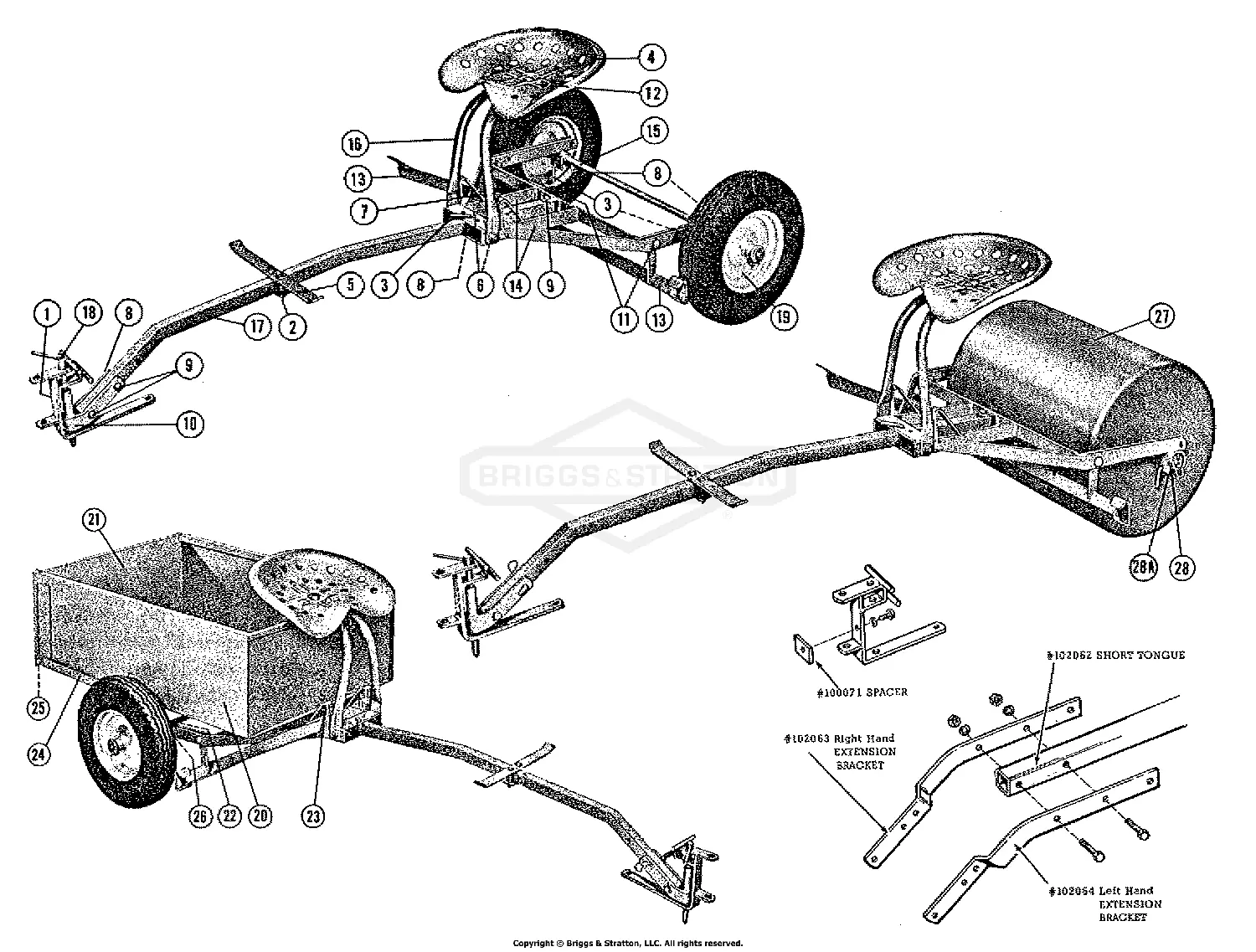 Simplicity 990201 - Combination Riding Sulky and Dump Cart Parts Diagrams