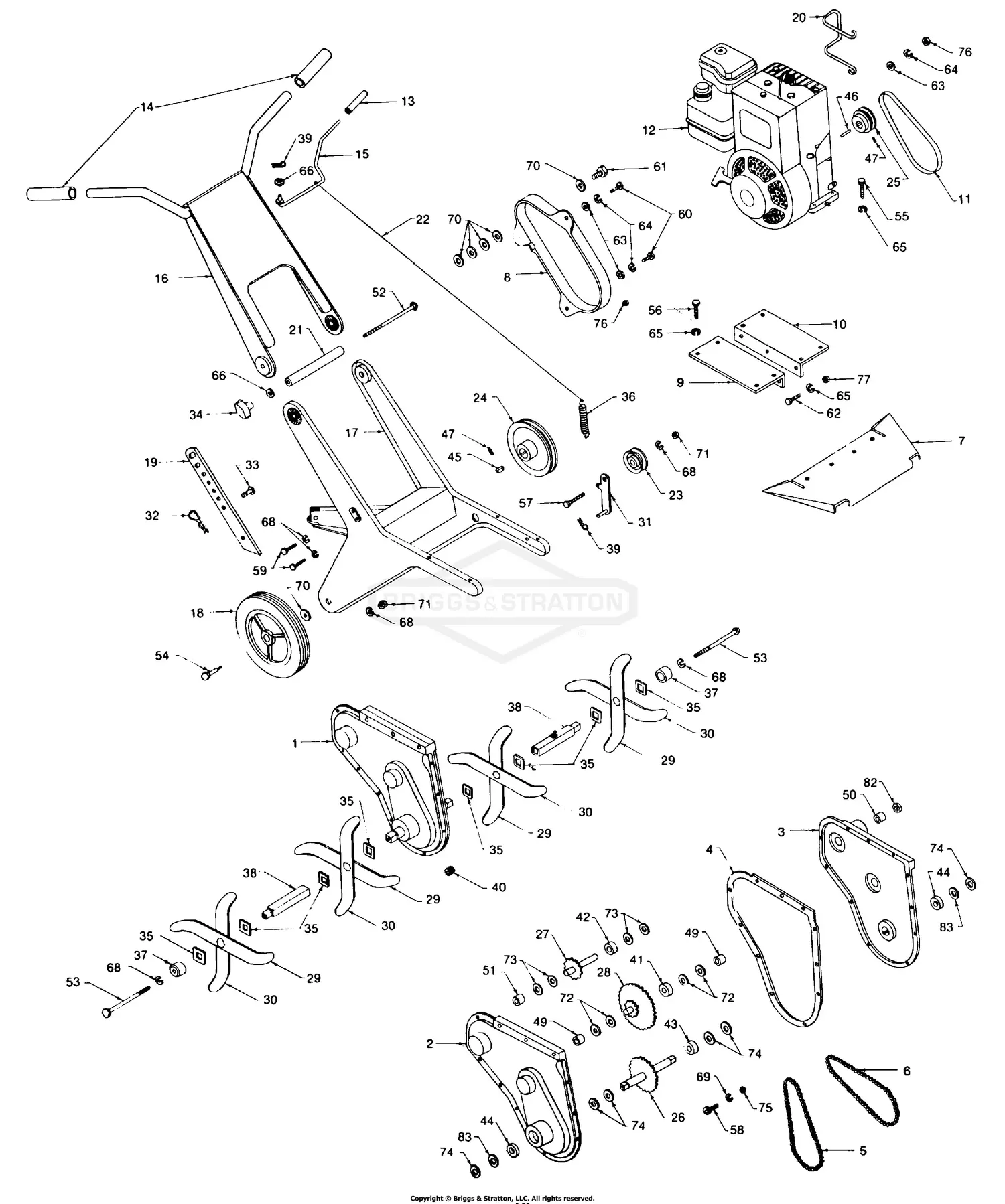 Simplicity 1690331 - 2HP Tiller Parts Diagrams