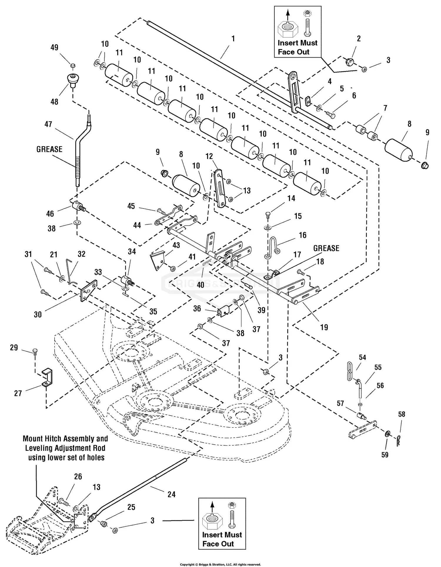 Simplicity 1693969 - Conquest, 16HP Hydro and 44" Mower Deck Parts Diagrams