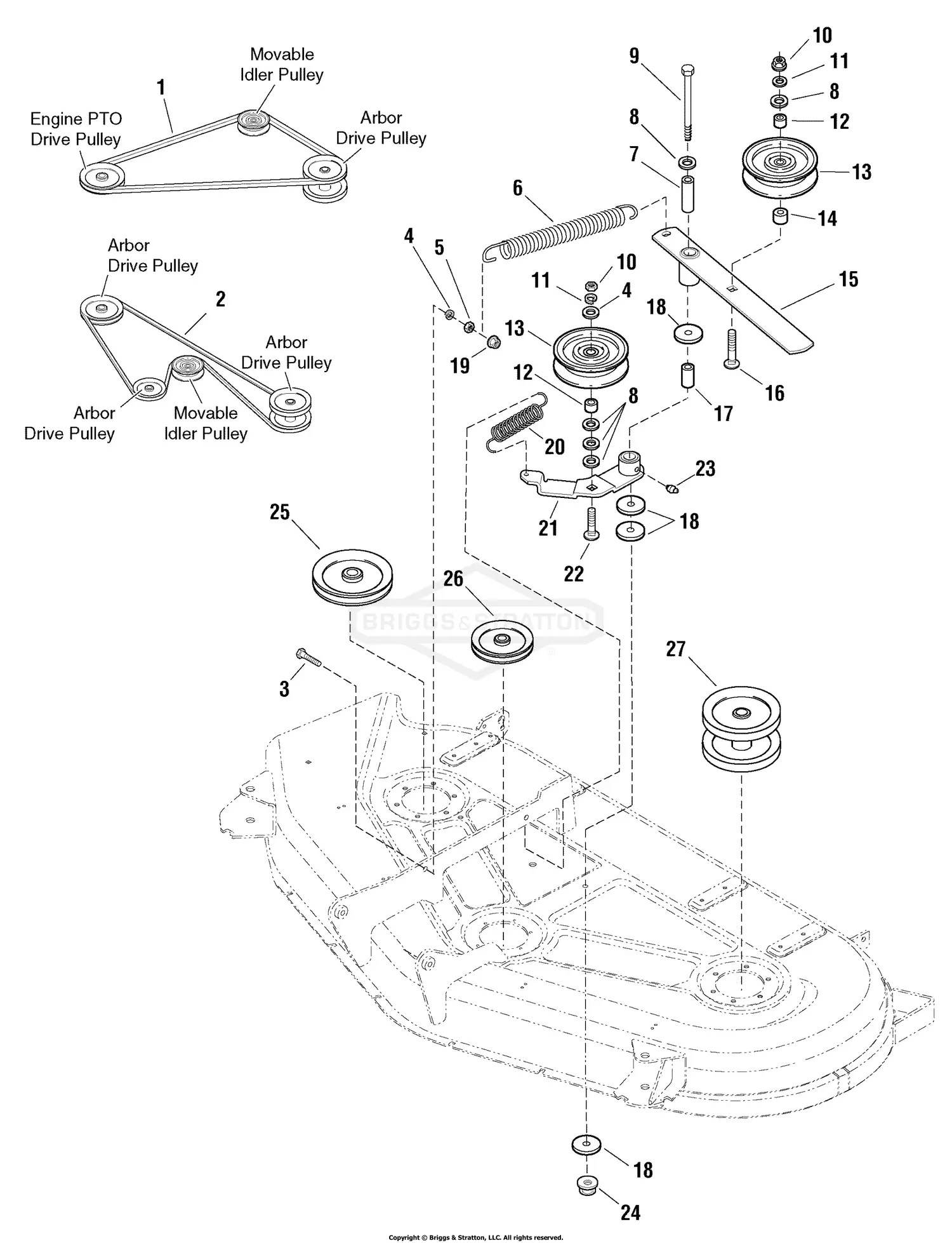 Simplicity 1694247 - Conquest, 20HP Hydro and 54" Mower Deck Parts Diagrams
