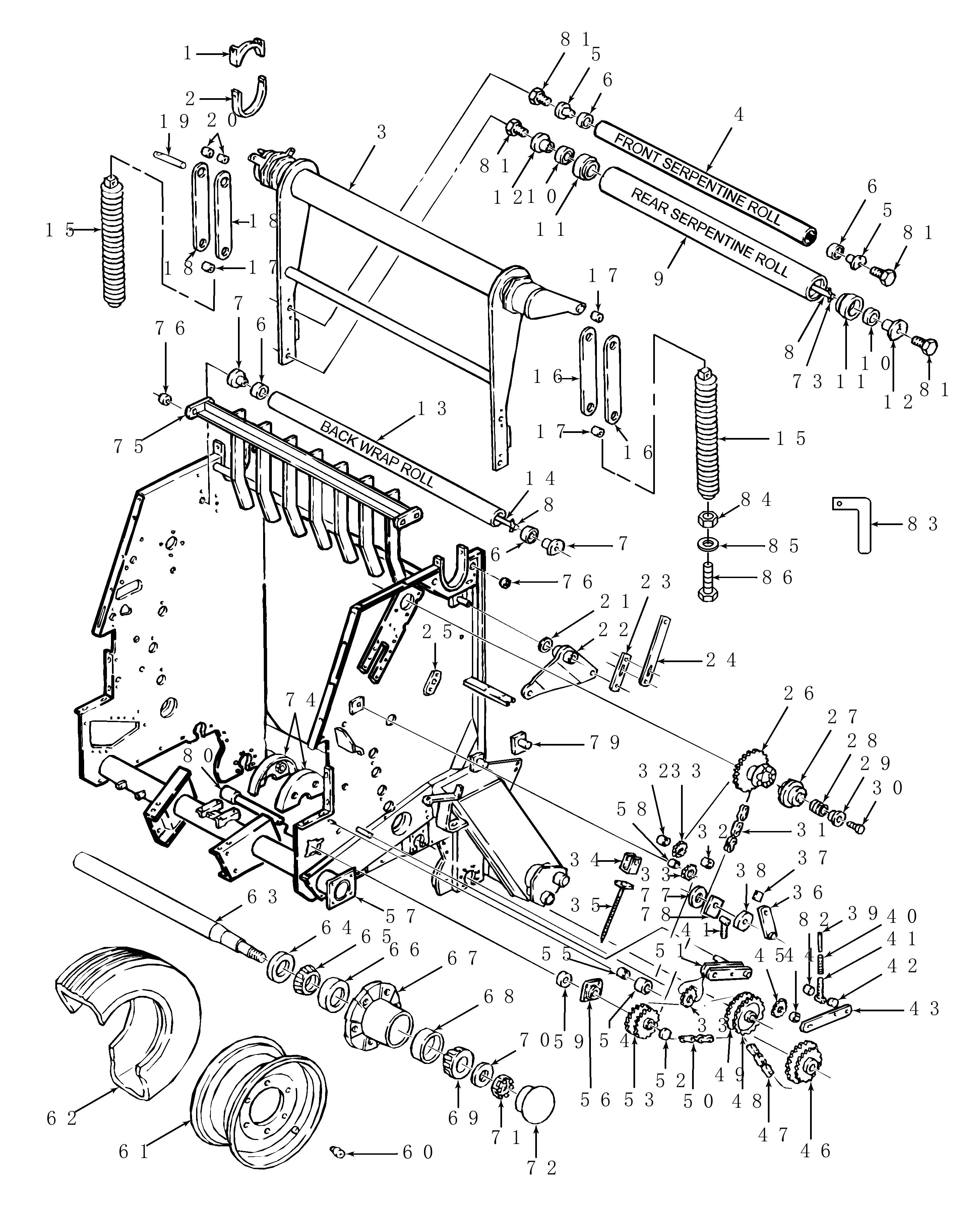 New Holland 654 - NH ROUND BALER(01/70 - 12/98) Parts Diagrams