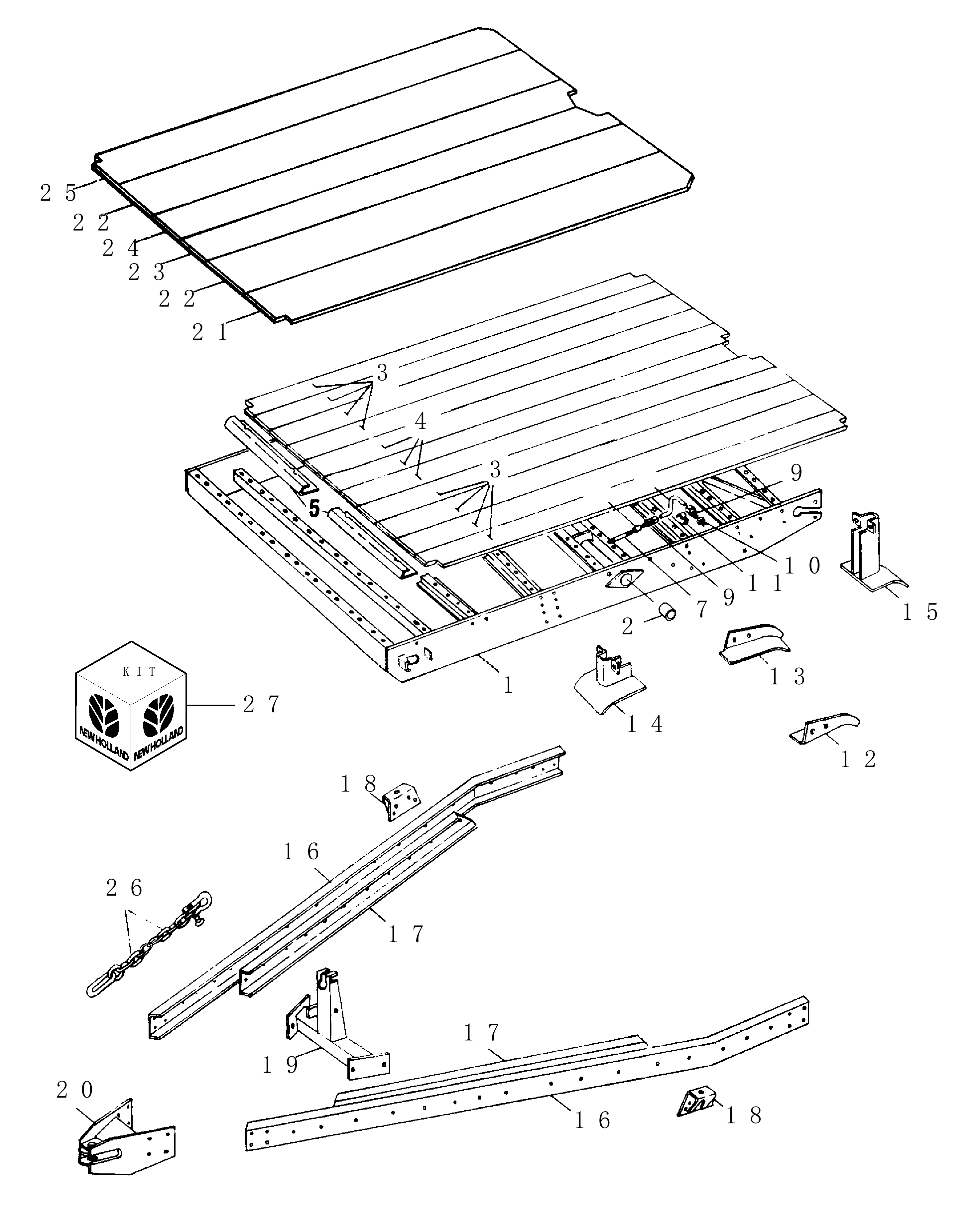 New Holland 795 - NH BOX MANURE SPREADER(07/82 - 10/90) Parts Diagrams