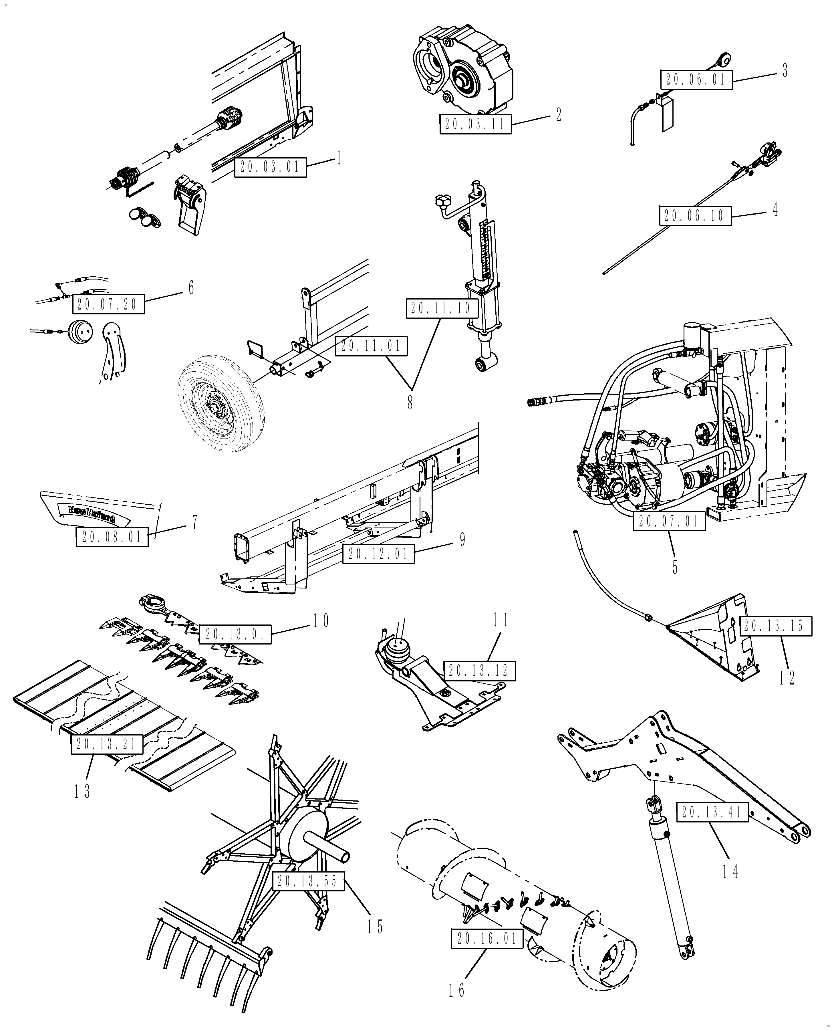 New Holland 88C42P - GRAIN BELT HEADER(02/07 - 12/11) Parts Diagrams
