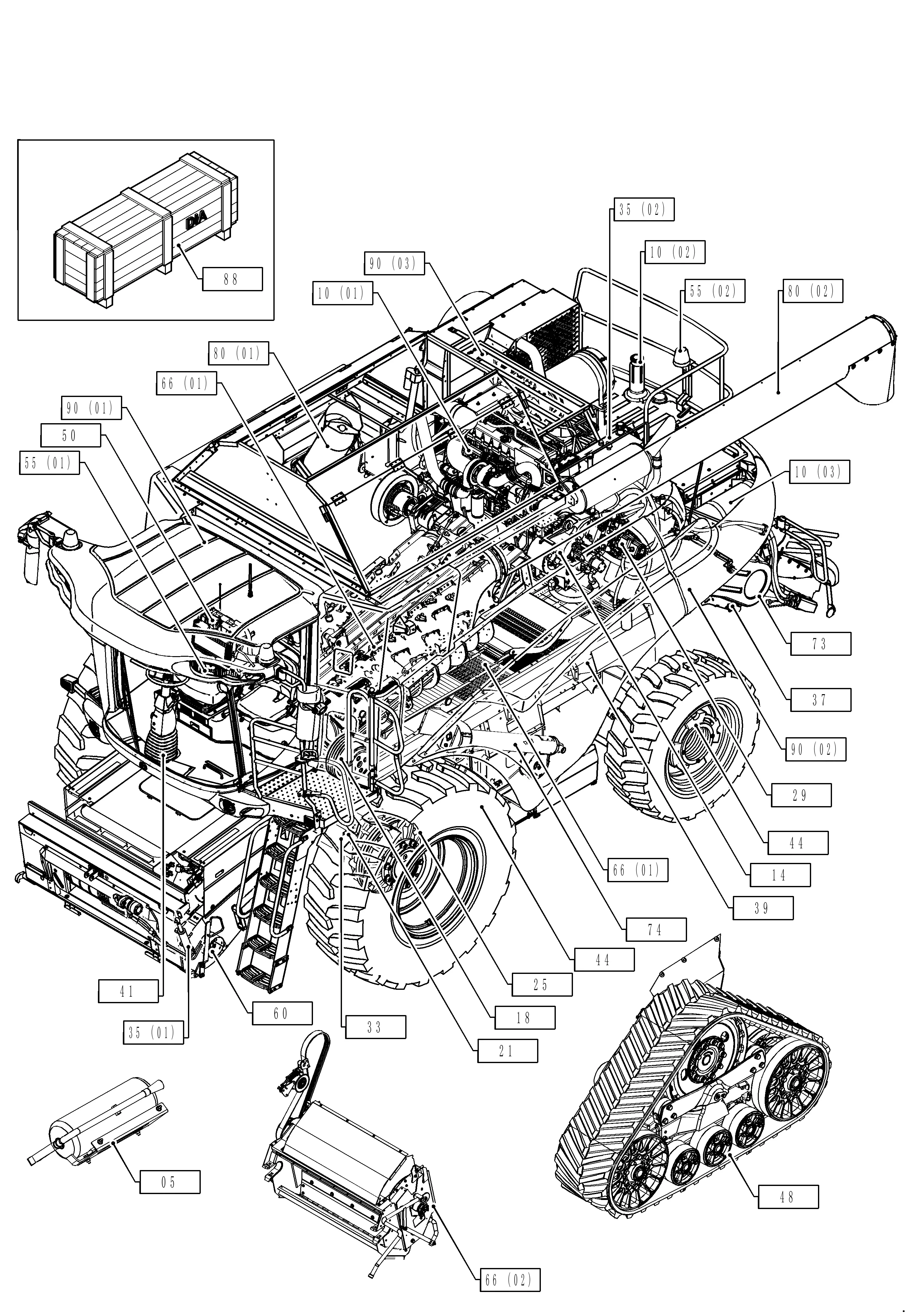 New Holland CR7090 A4 - COMBINE - TIER 4(01/11 - 09/13) Parts Diagrams