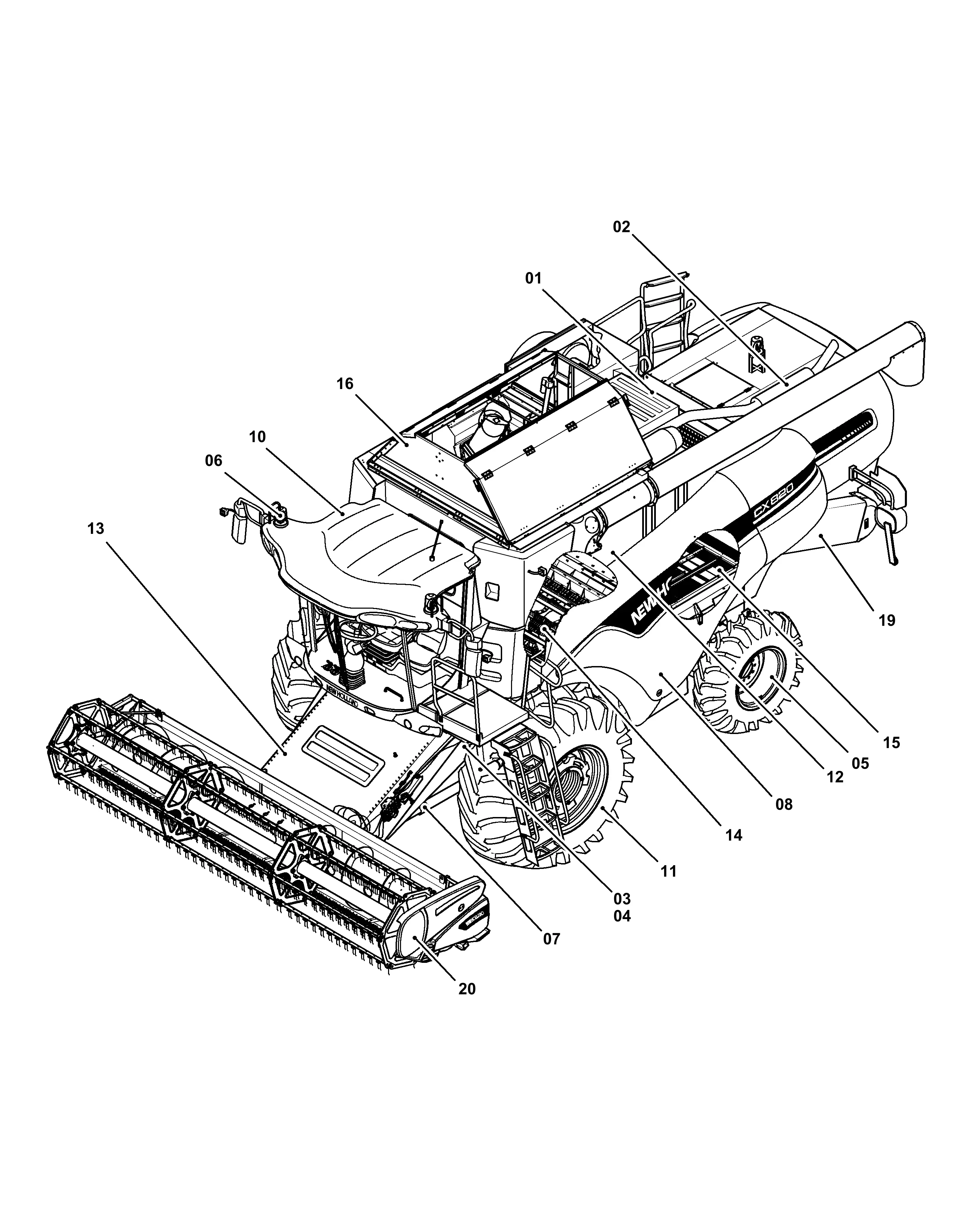 New Holland CX880 - COMBINE - BASE UNIT(02/01 - 12/06) Parts Diagrams