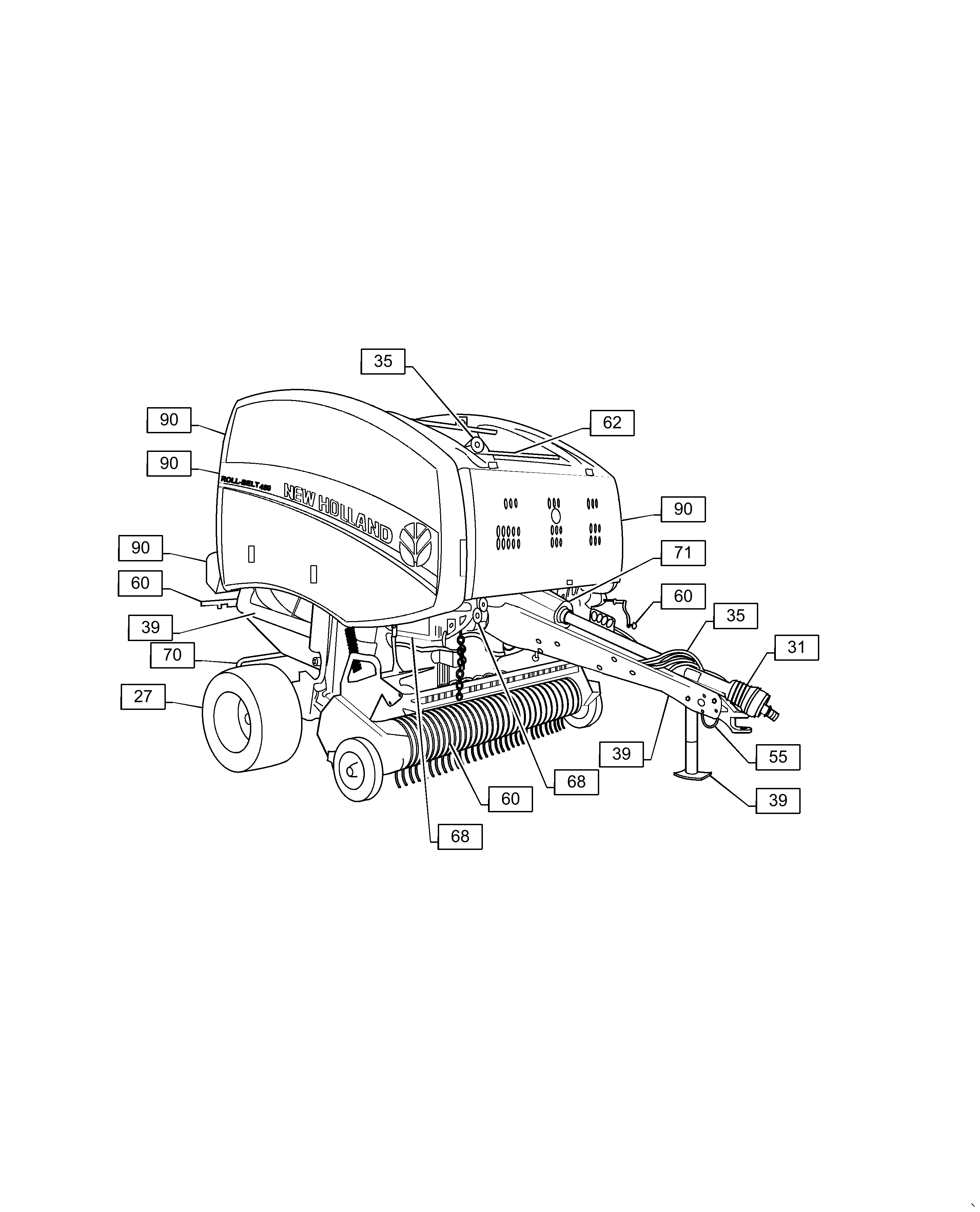 New Holland ROLL-BELT 450 - ROUND BALER - VARIABLE CHAMBER(11/13 ...