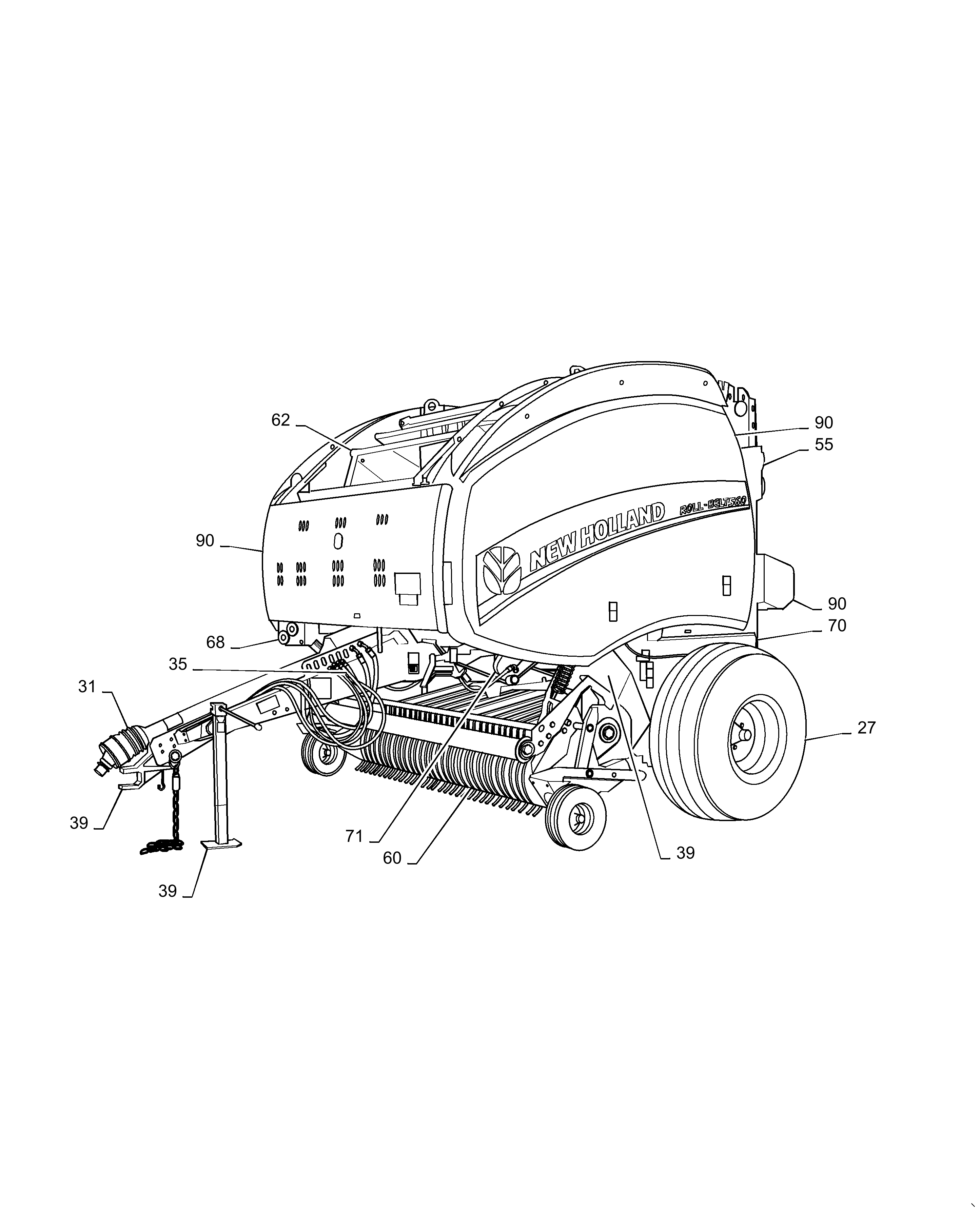 New Holland ROLL-BELT 560 - ROUND BALER - VARIABLE CHAMBER(11/12 ...