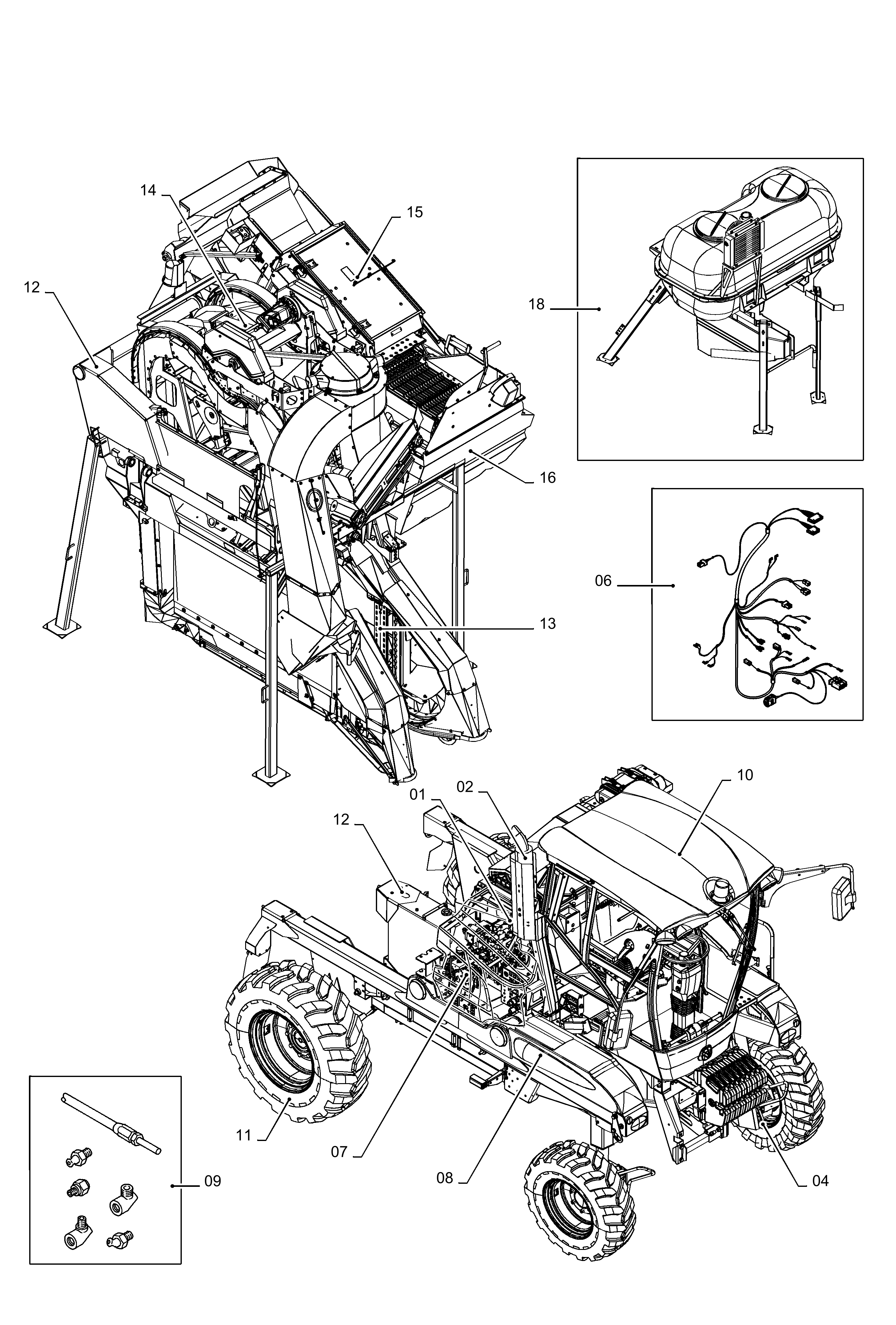 New Holland VN2080 - GRAPE HARVESTER(01/08 - 12/16) Parts Diagrams
