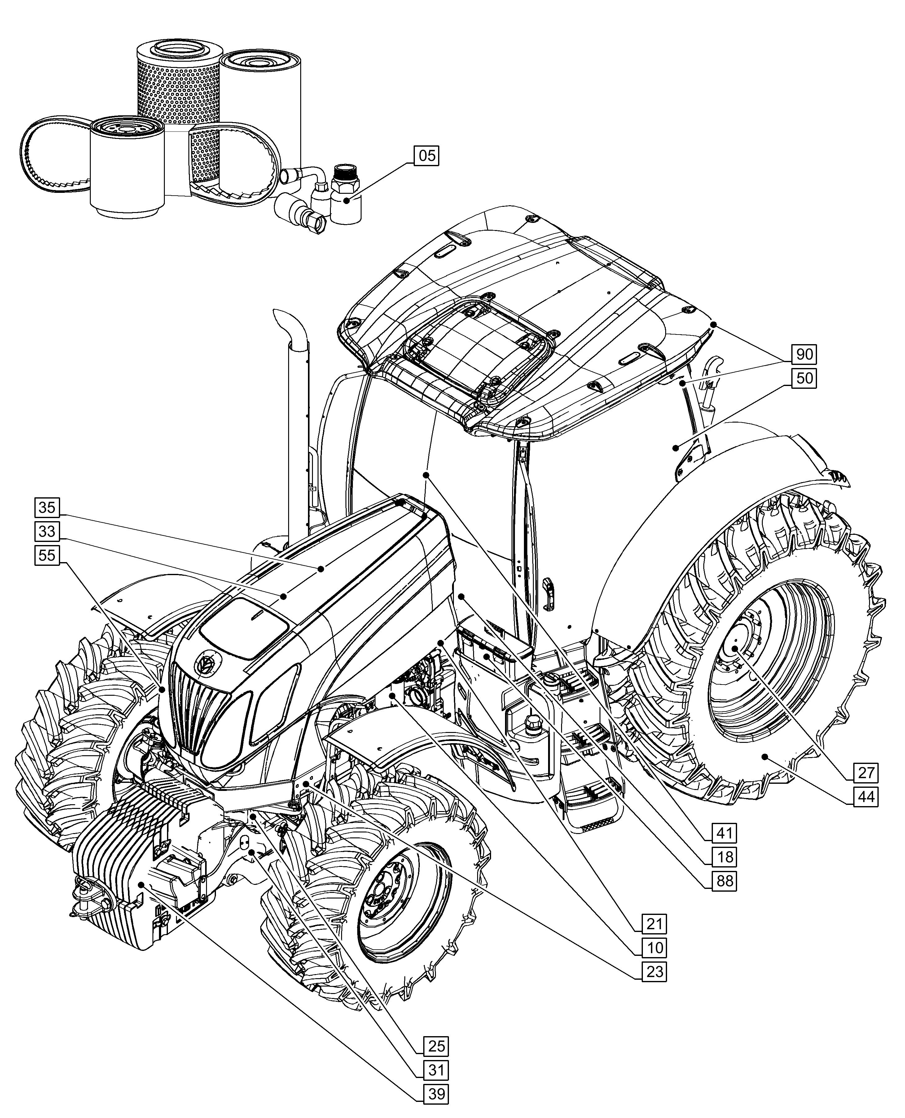 New Holland T7.175 - CLASSIC TRACTOR - STAGE V(01/20 - ) Parts Diagrams