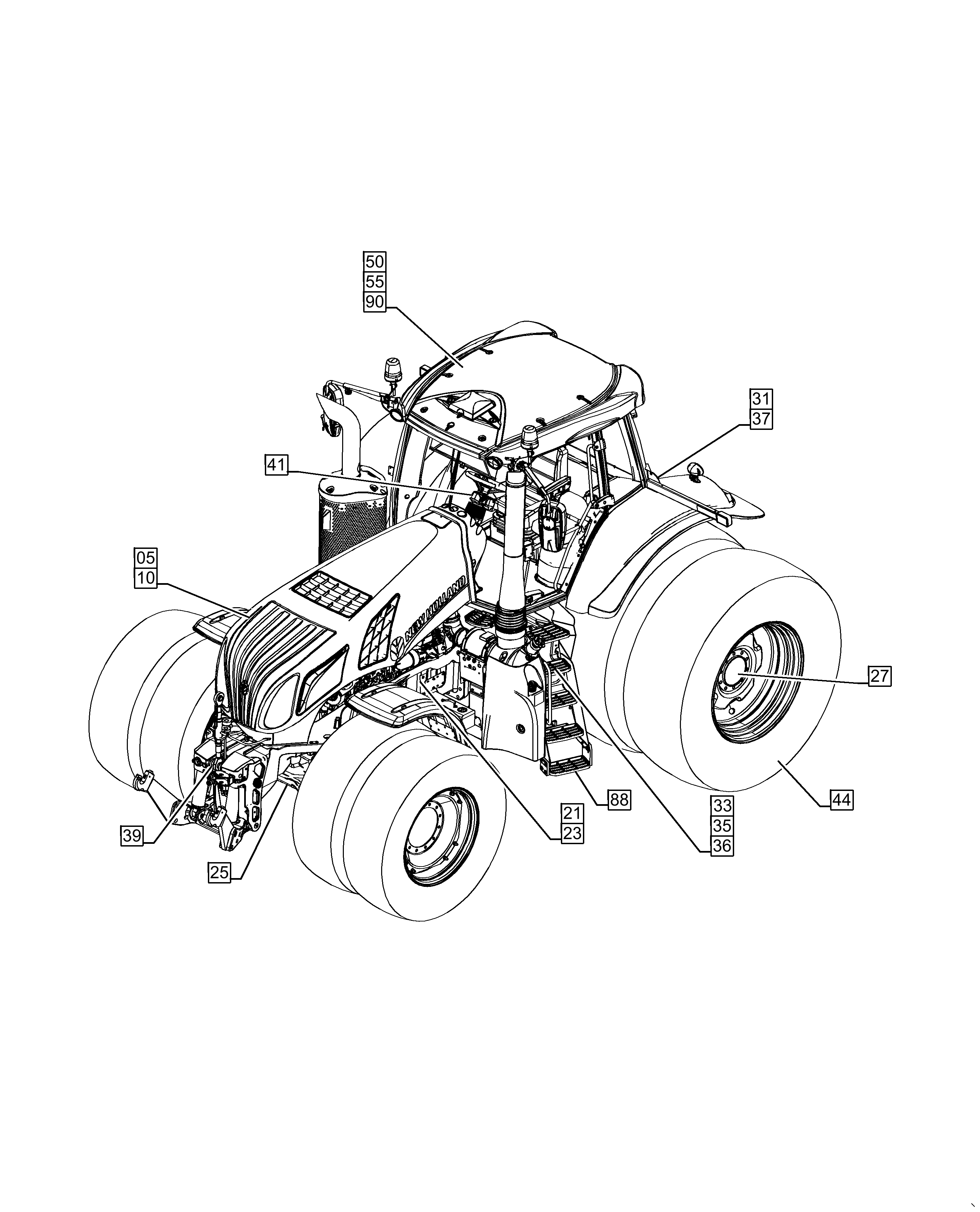 New Holland T8.320 - TRACTOR - TIER 4B PST (ROW)(04/14 - ) Parts Diagrams