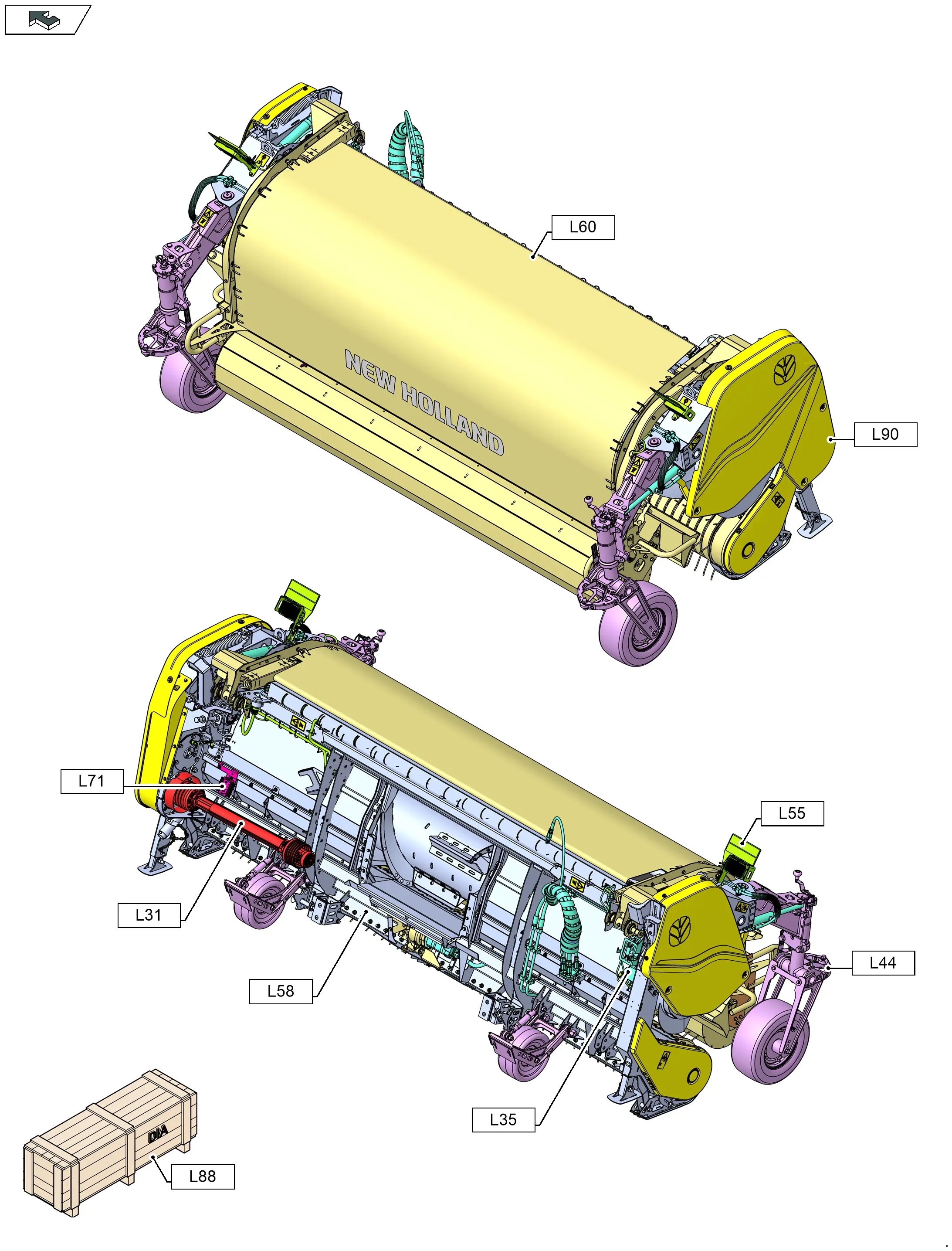 New Holland UltraFeed 3.5 SP FORAGE PICK-UP HEAD 11/23 Parts Diagrams